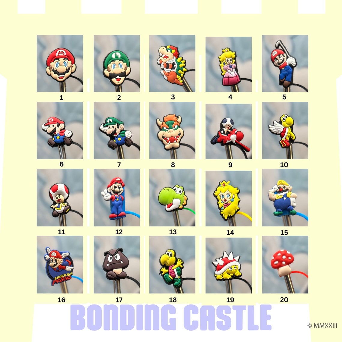 Mario Luigi Princess Peach Bowser Super Mario Straw Covers, Mario Bros ...