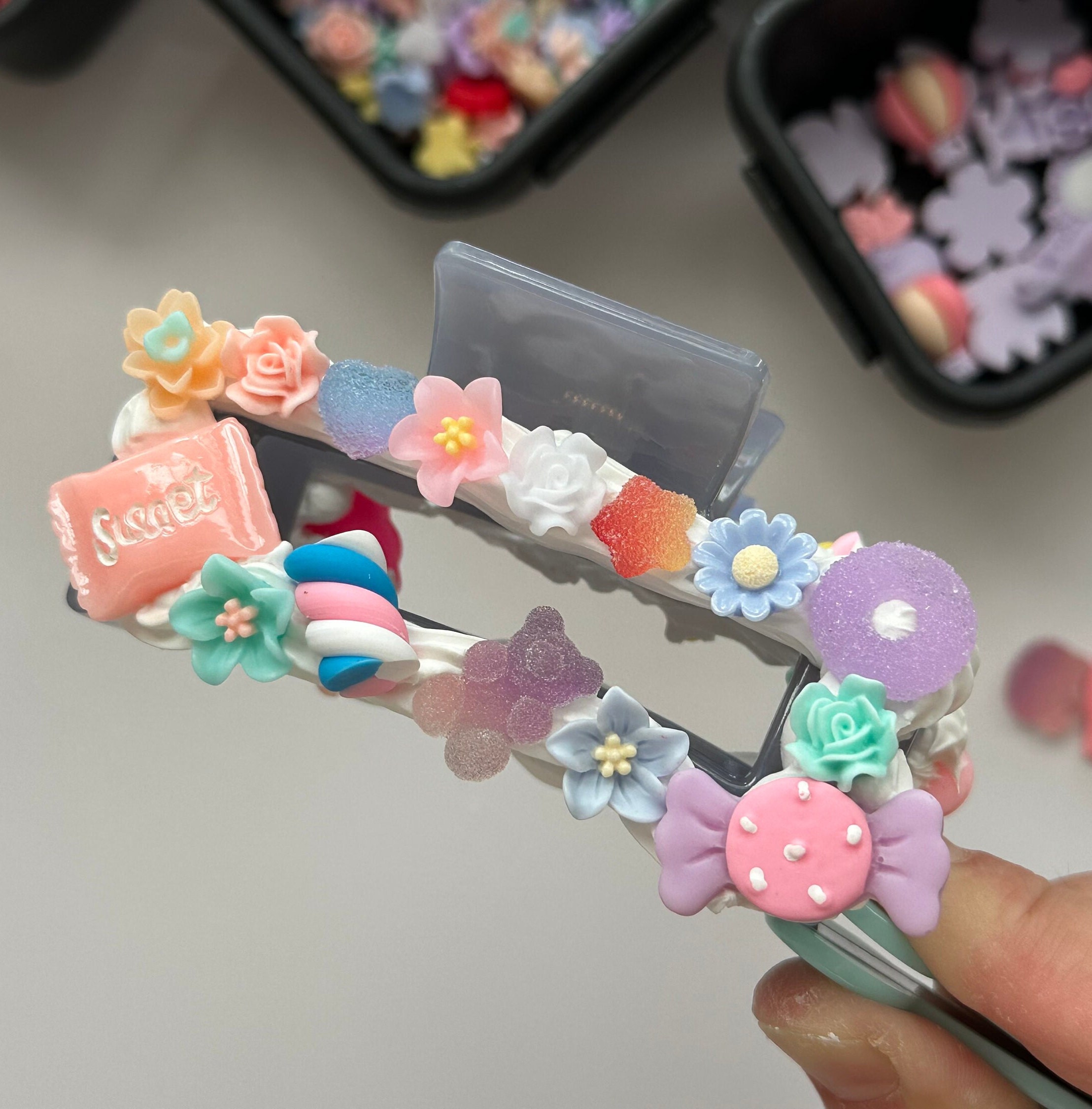 Kawaii Candy Flowers Candies Decoden Hair Claws Hair Clips Whipped ...