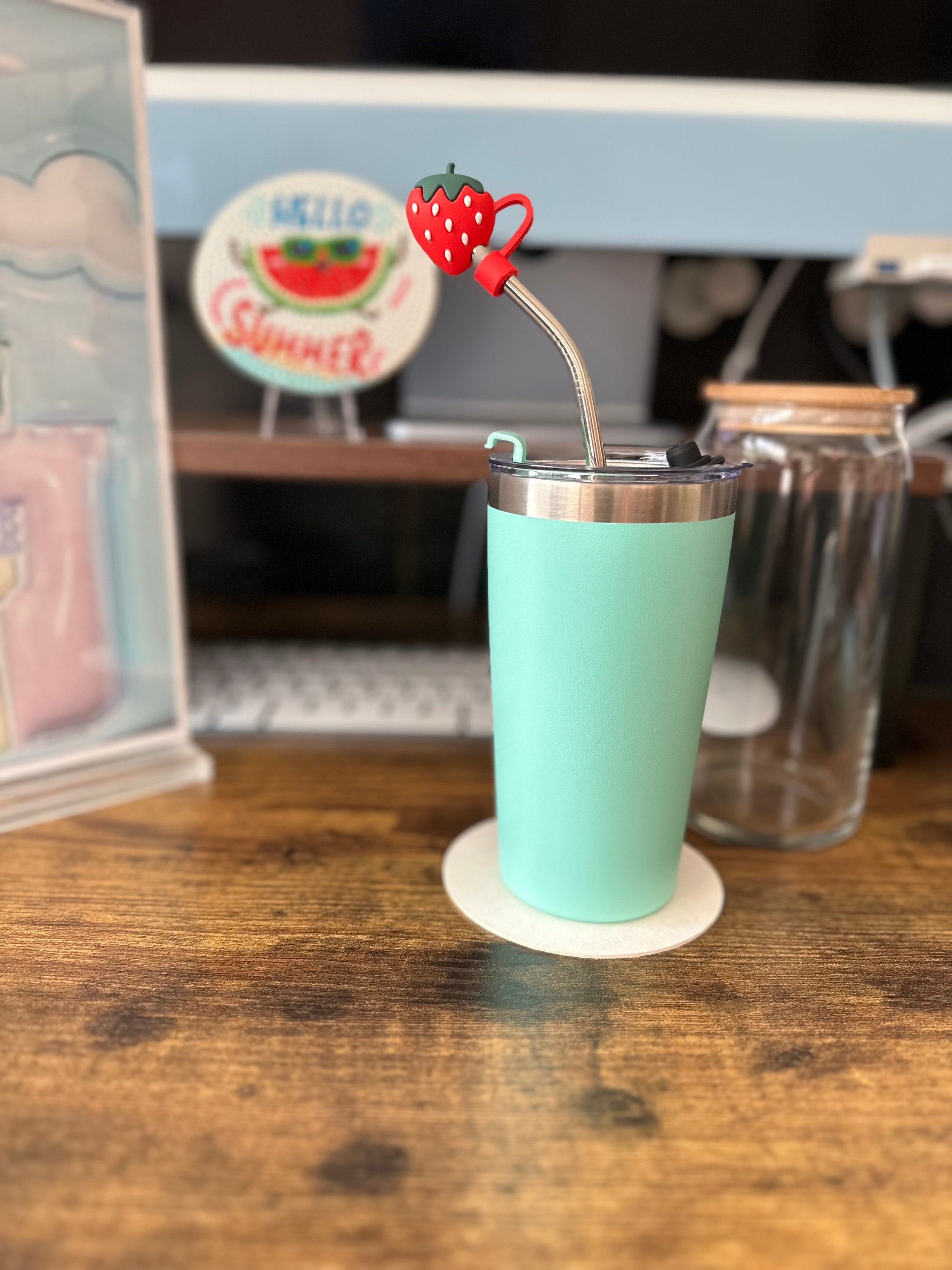 Straw Covers, Kawaii Straw Covers, Straw Toppers, Cover for Metal Glass ...