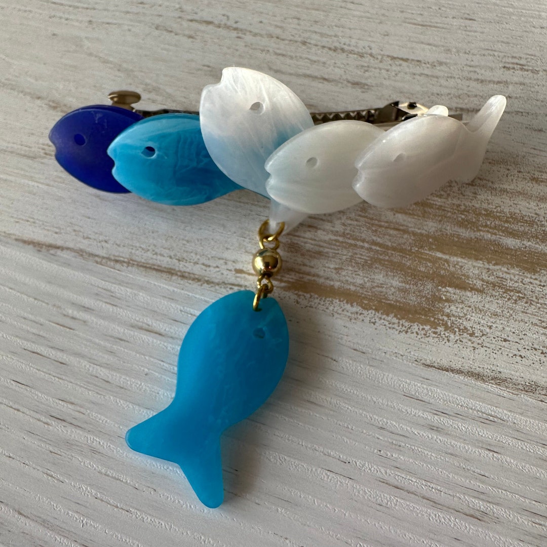 Y2K Fish Acrylic French Barrette Clips, Blue Hair Accessories for Women ...