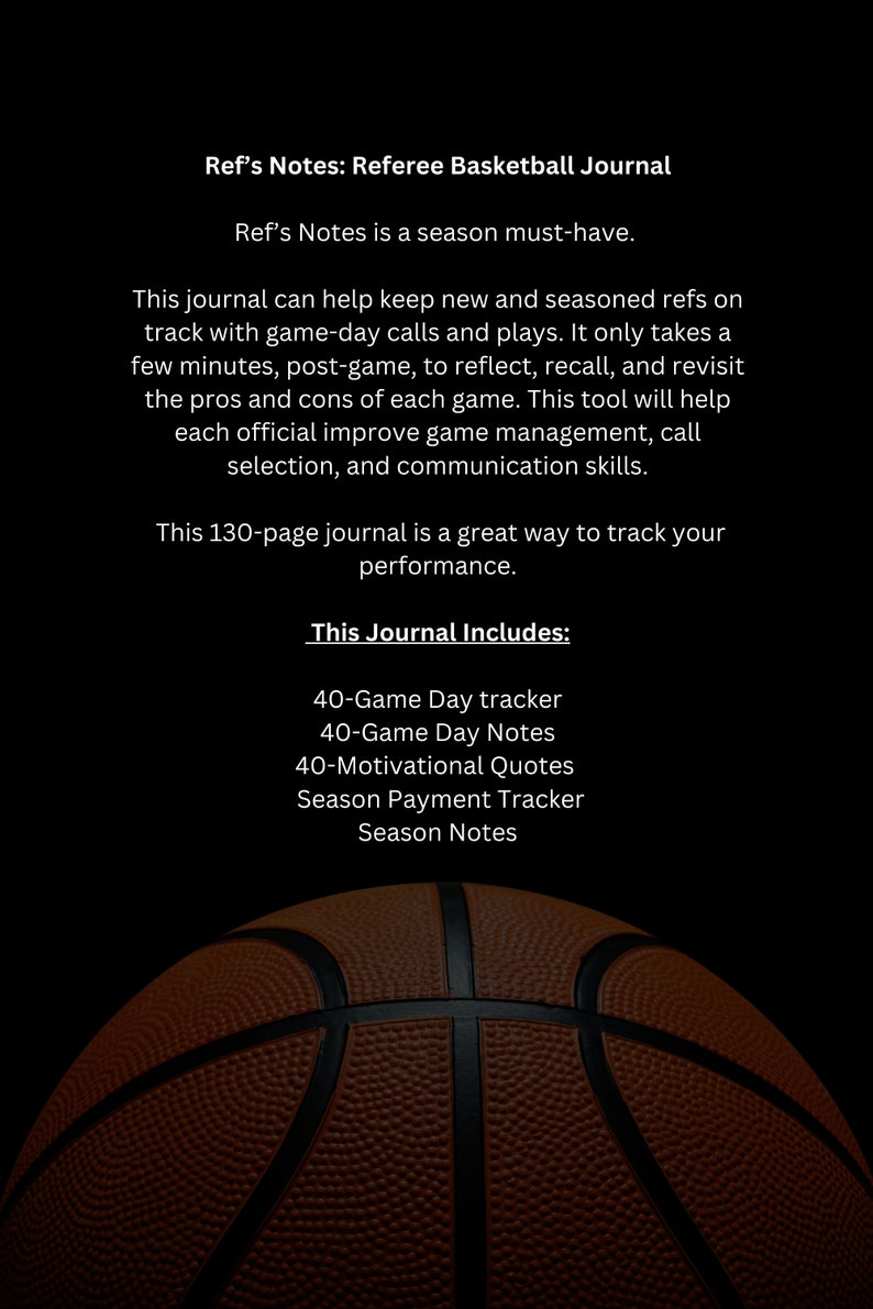 Ref's Notes: A Referee Basketball Journal That Includes 40-game Day ...