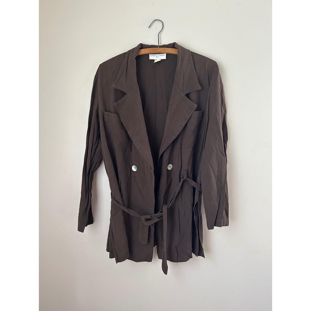 Casual Corner Brown Coat Blazer Jacket Long Sleeve Women's Gorpcore ...