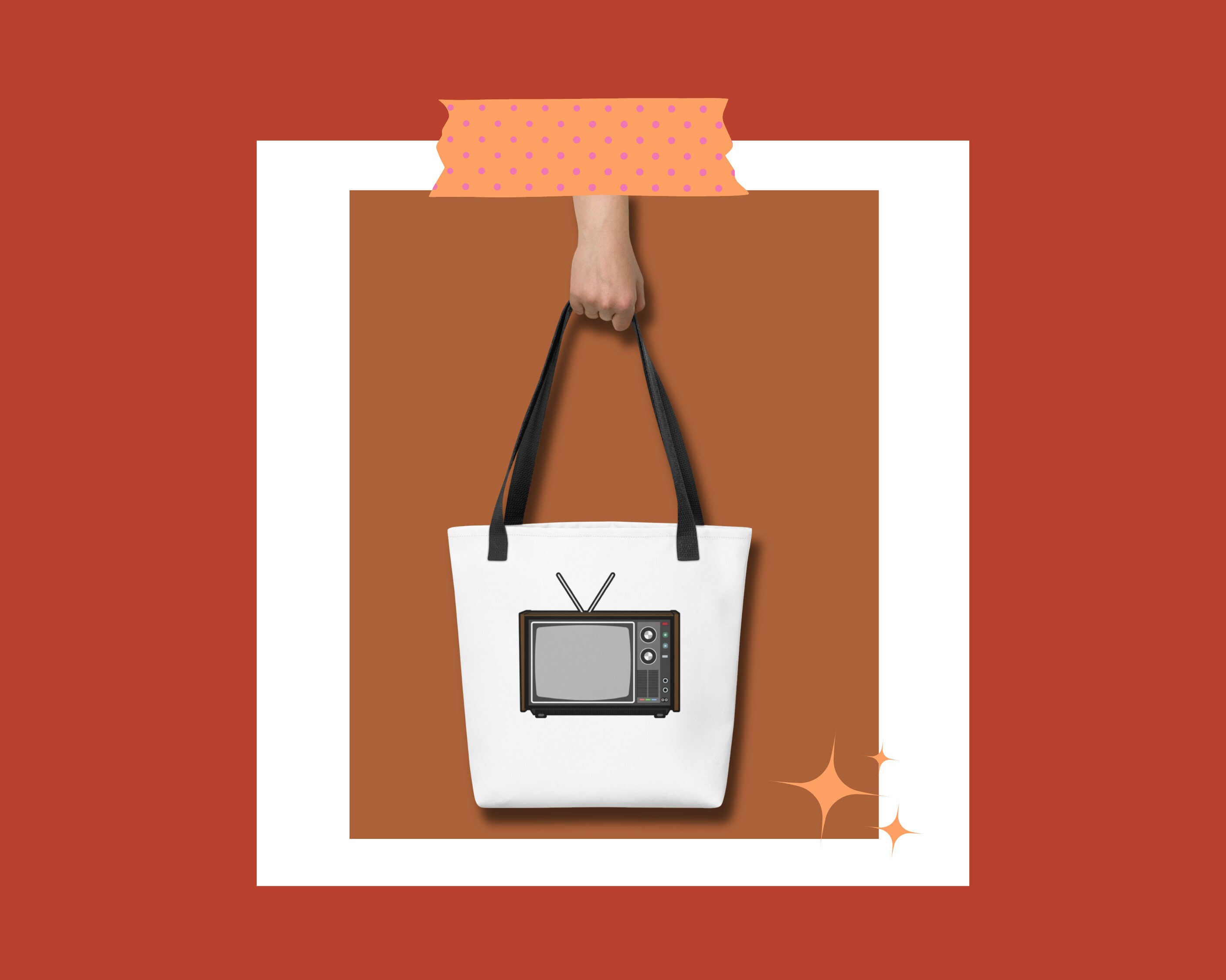 Retro TV Screen Minimalist Graphic Design Print Tote Bag, Pop Culture ...