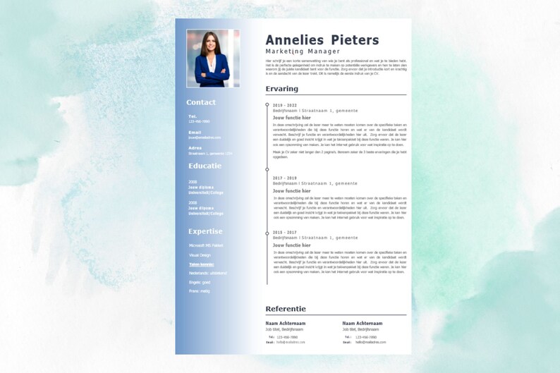 CV Template - Professional and Simple Resume - Word Ms - Dutch ...