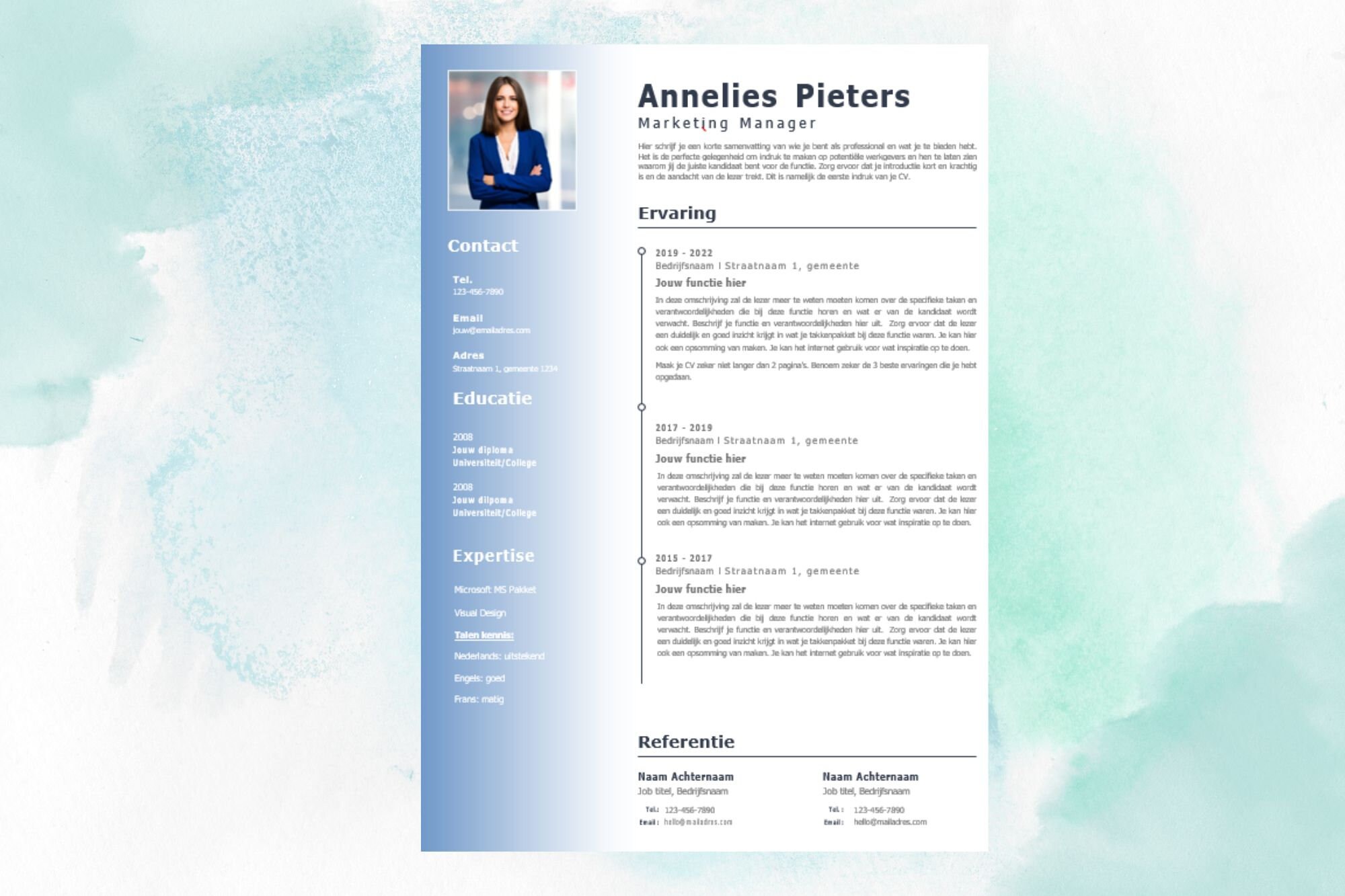 CV Template - Professional and Simple Resume - Word Ms - Dutch ...
