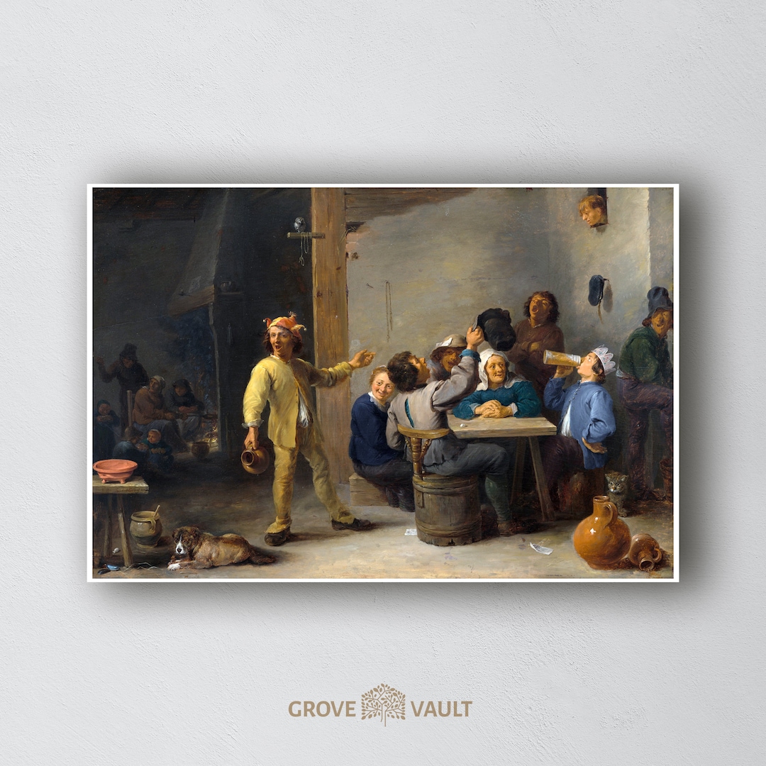 Peasants Drinking Together Printable Oil Painting Vintage Wall Art ...