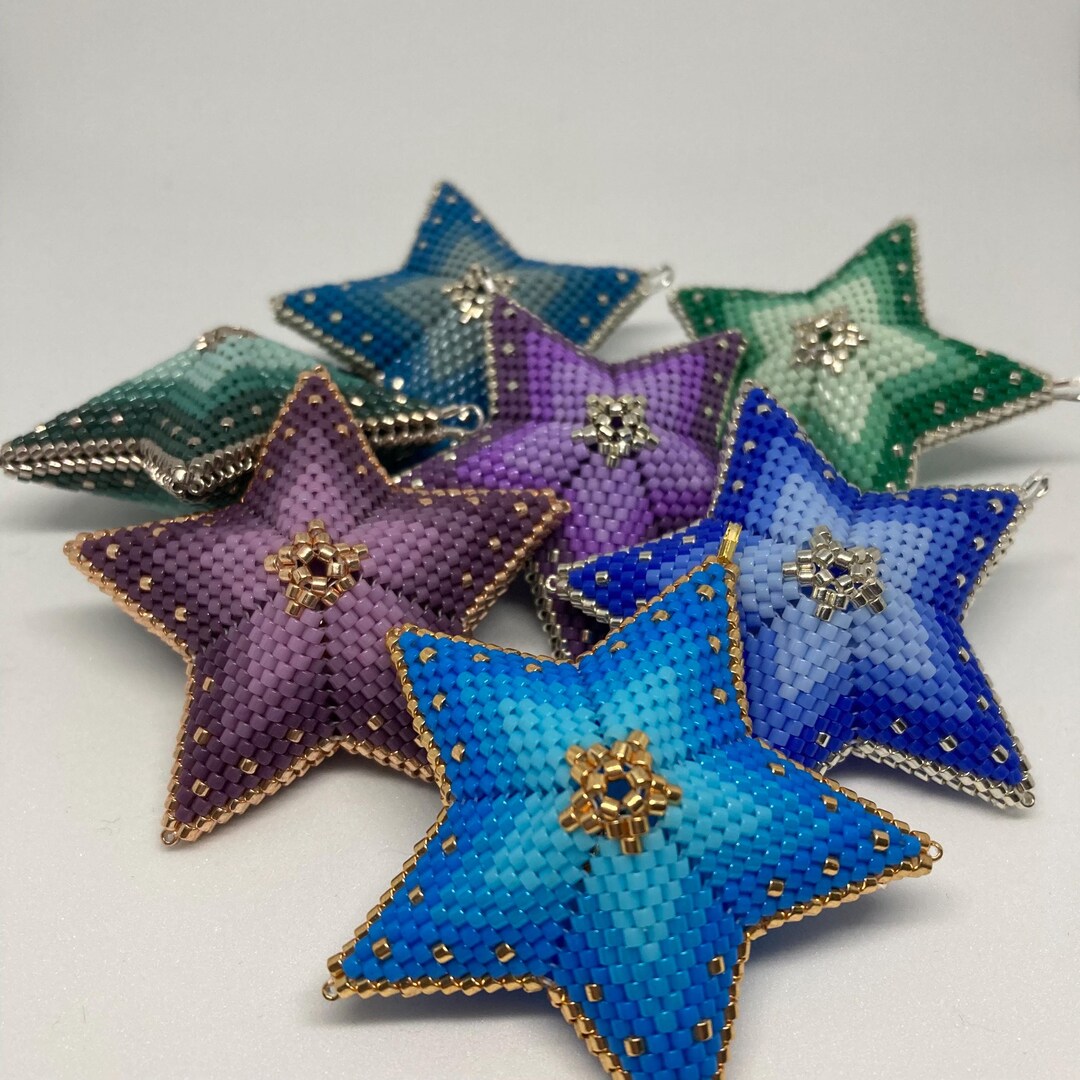 Ombre Beaded Star Ornament Seed Bead 3D Small Peyote Star - Etsy