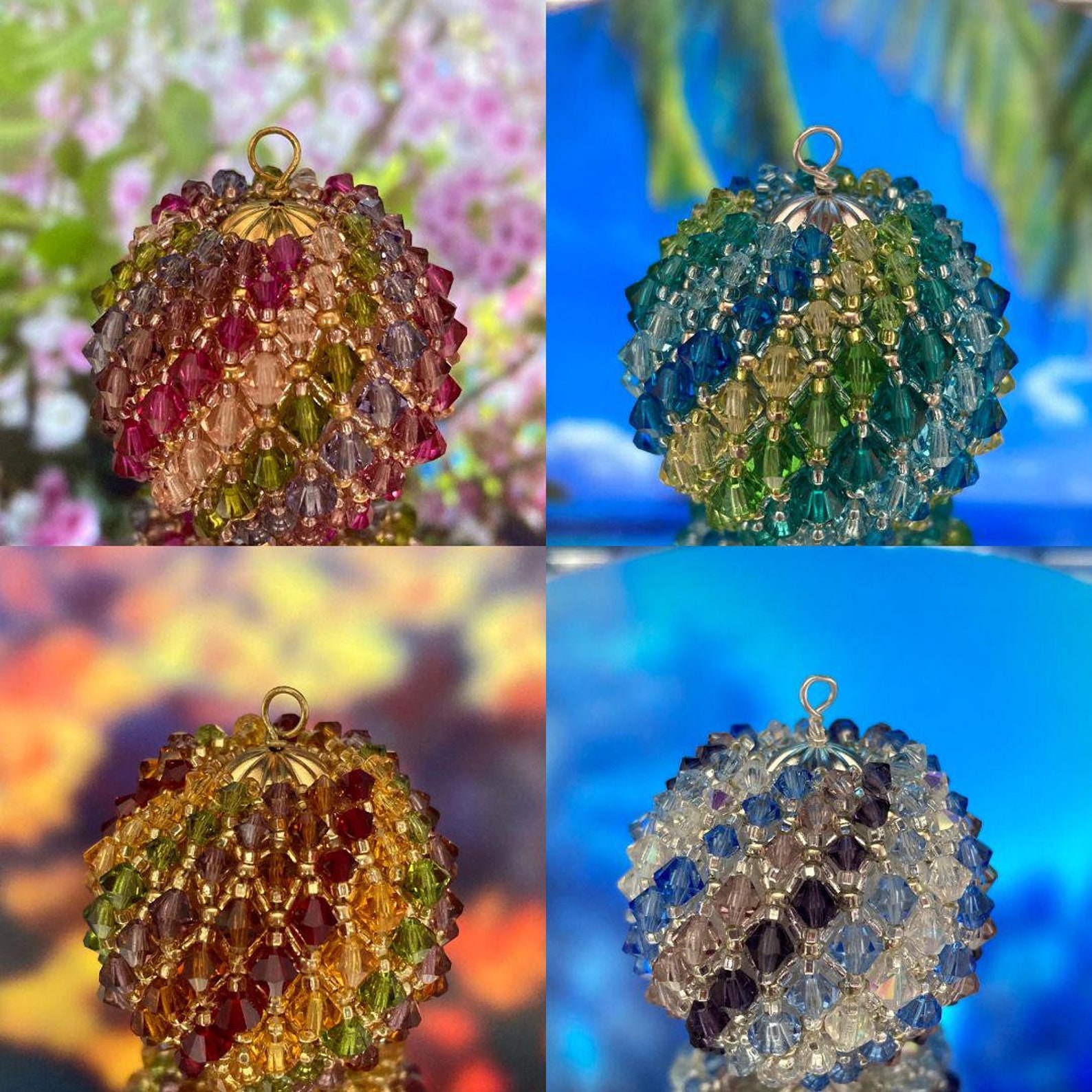 Seasonal Beaded Christmas Ornament Jeweled Christmas Ball Ornaments ...