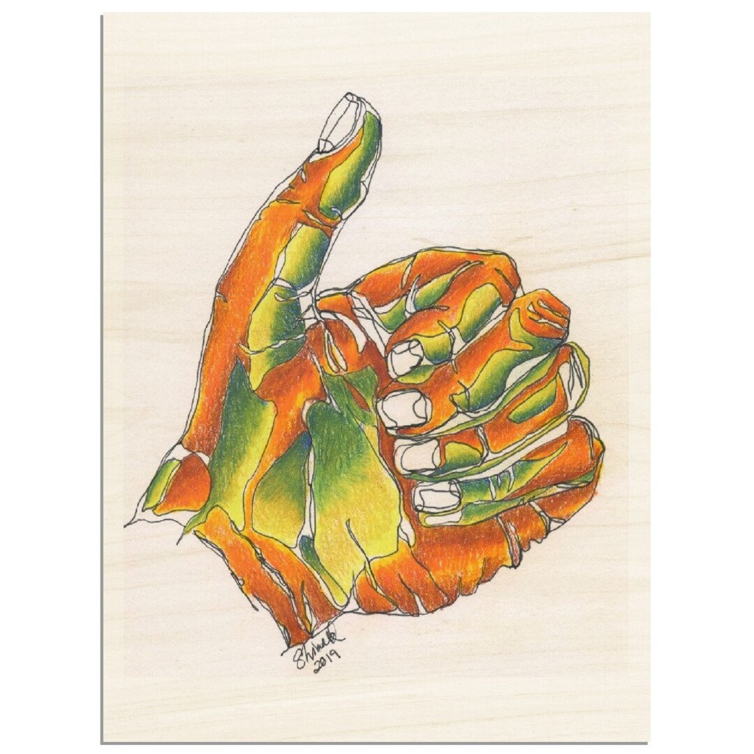 Hand Gestures Collection: thumbs Up Blind Contour - Etsy