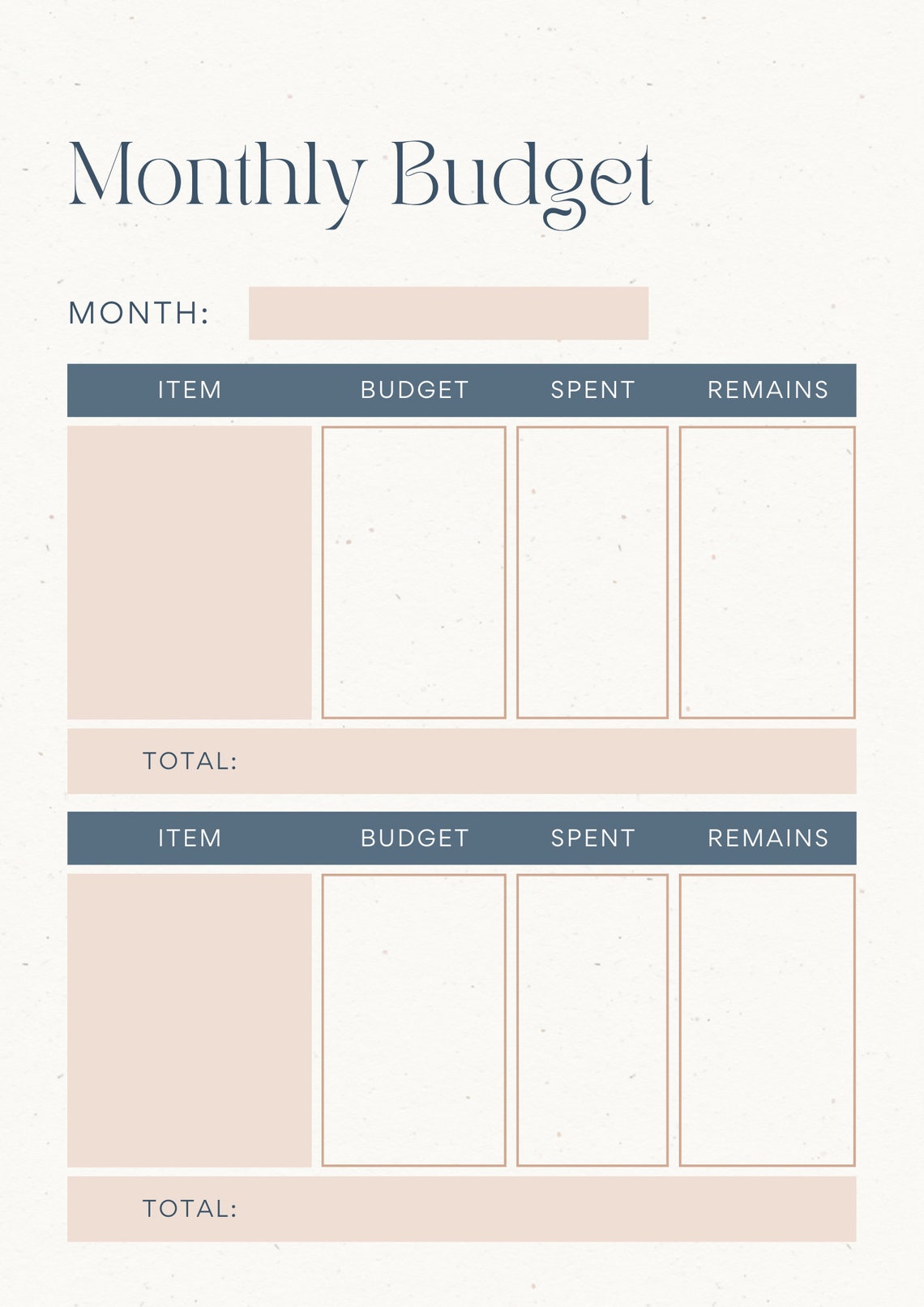 Printable Monthly Budget, Monthly Income & Expense Recorder, Monthly ...