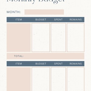 Printable Monthly Budget, Monthly Income & Expense Recorder, Monthly ...
