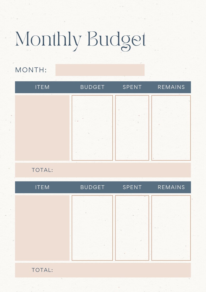 Printable Monthly Budget Monthly Income & Expense Recorder - Etsy
