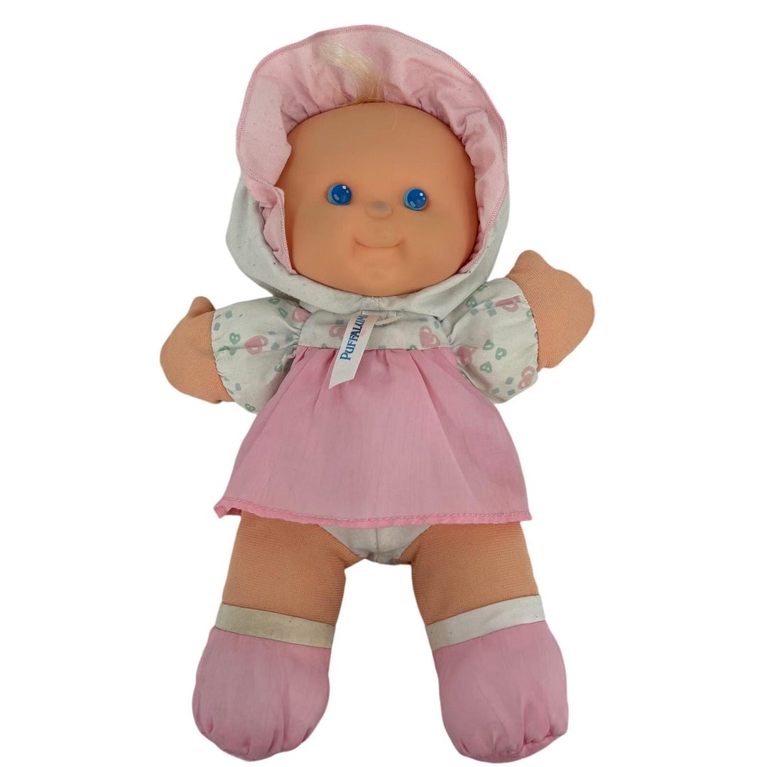 Fisher Price Puffalump Pink Baby Doll Girl Cloth Body Rattle Rubber ...