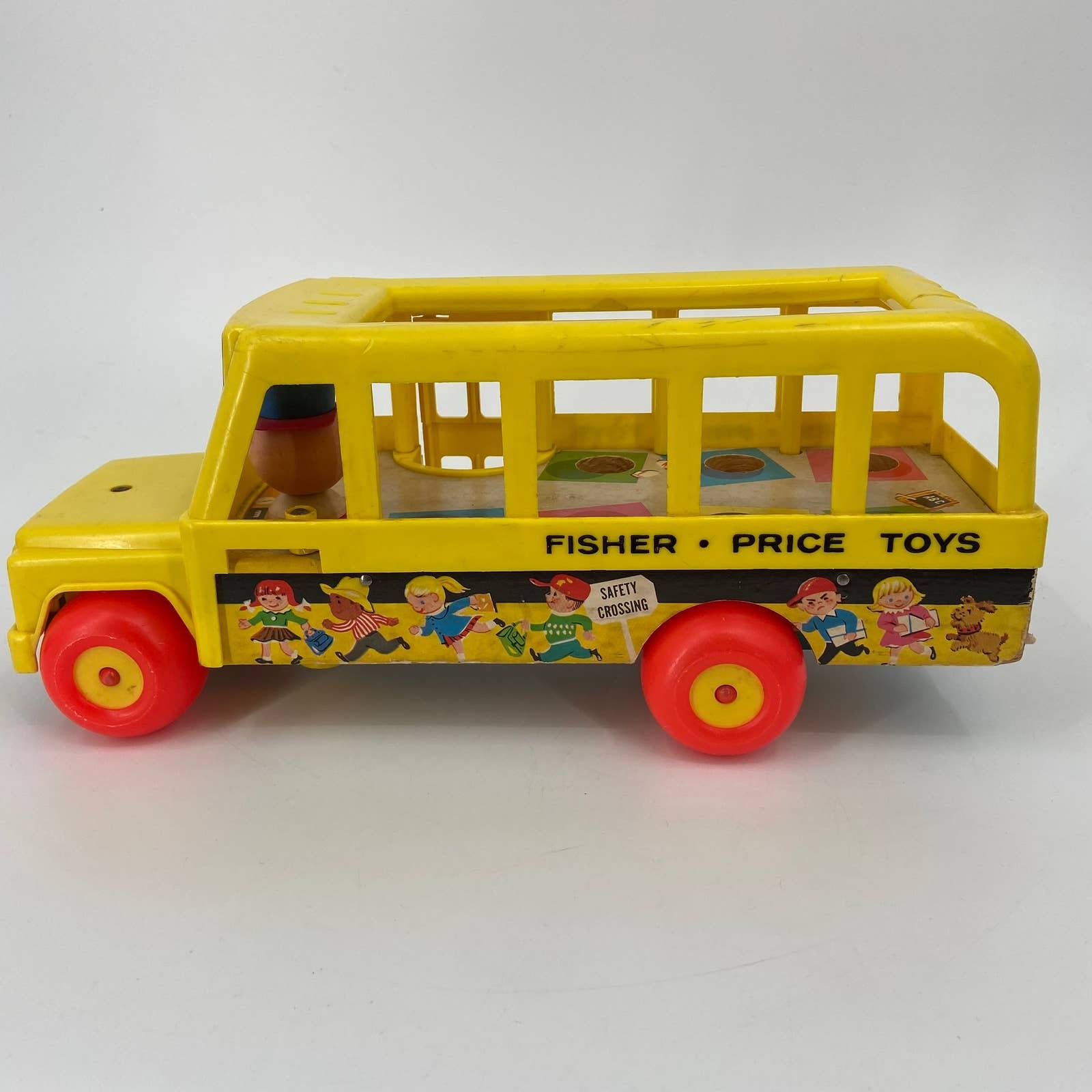 Vintage Fisher Price 1965 School Bus 192 Wood Plastic Toy No Pull ...