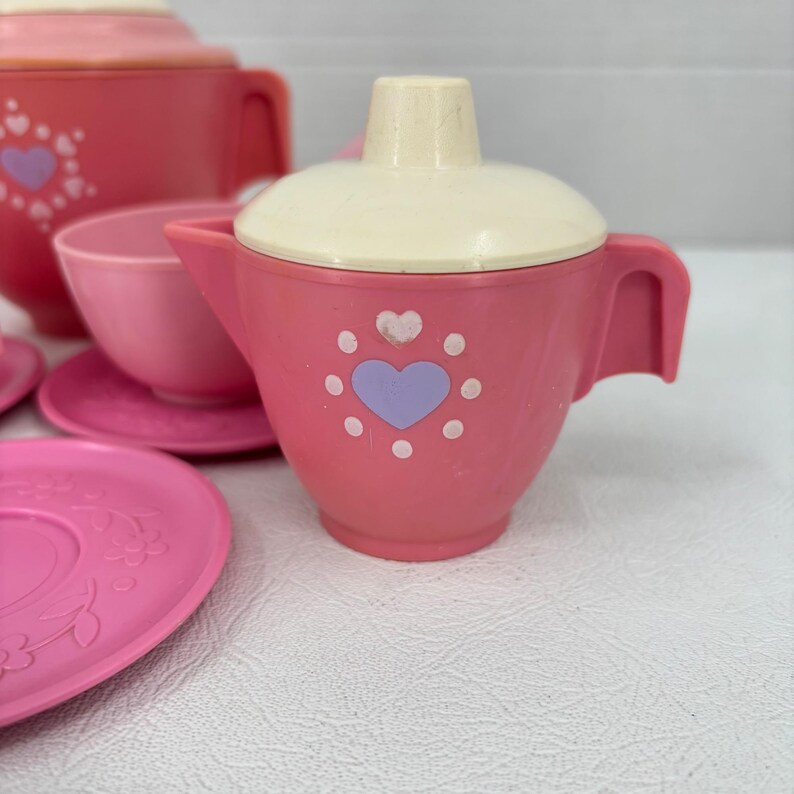 Vintage 1982 Fisher Price Tea Party Set Pink Teapot Creamer Cups ...