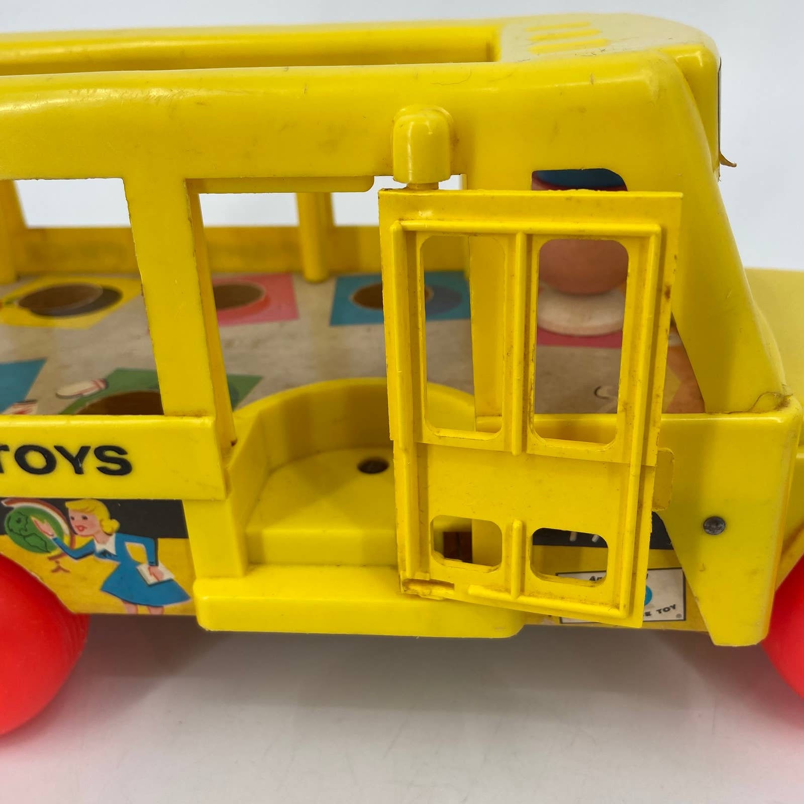 Vintage Fisher Price 1965 School Bus 192 Wood Plastic Toy No Pull ...