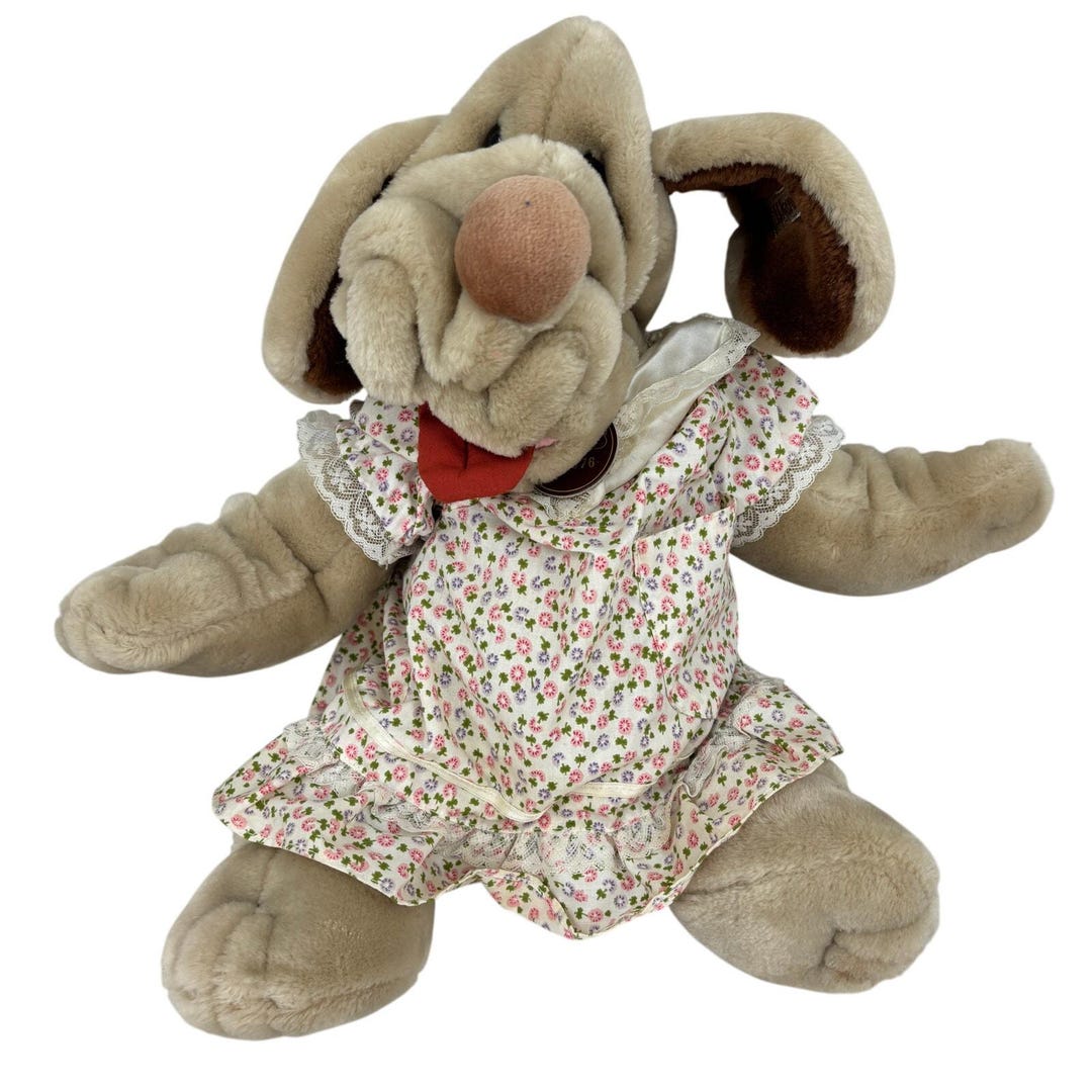 Ganzbros Wrinkles Puppet Plush Beige Puppy Dog Dress 16 Inch Ganz ...
