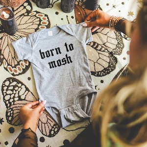 Born to Mosh Baby/toddler Shirt, Goth Baby Gift, Emo Baby Gift, Elder ...