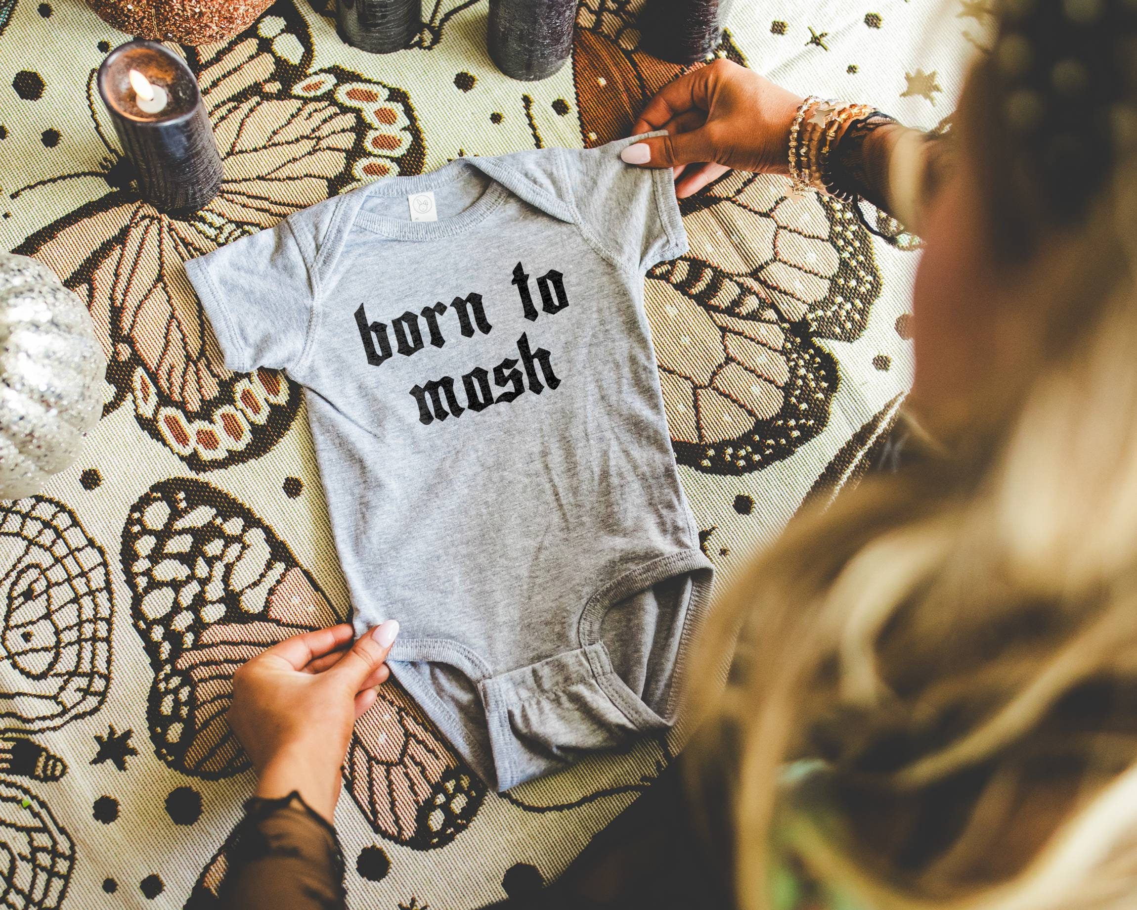 Born to Mosh Baby/toddler Shirt, Goth Baby Gift, Emo Baby Gift, Elder ...