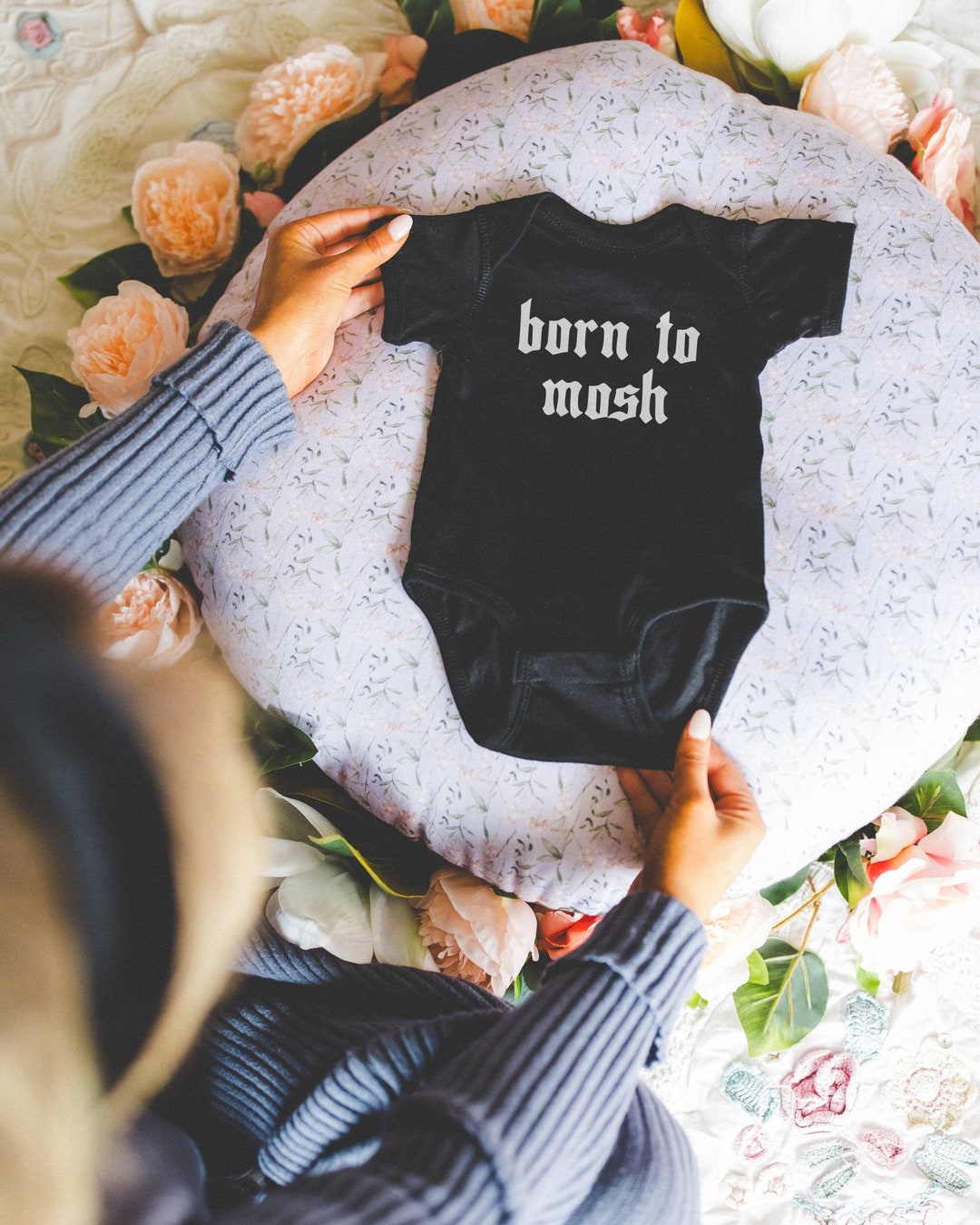 Born to Mosh Baby/toddler Shirt, Goth Baby Gift, Emo Baby Gift, Elder Emo Pregnancy Announcement ...