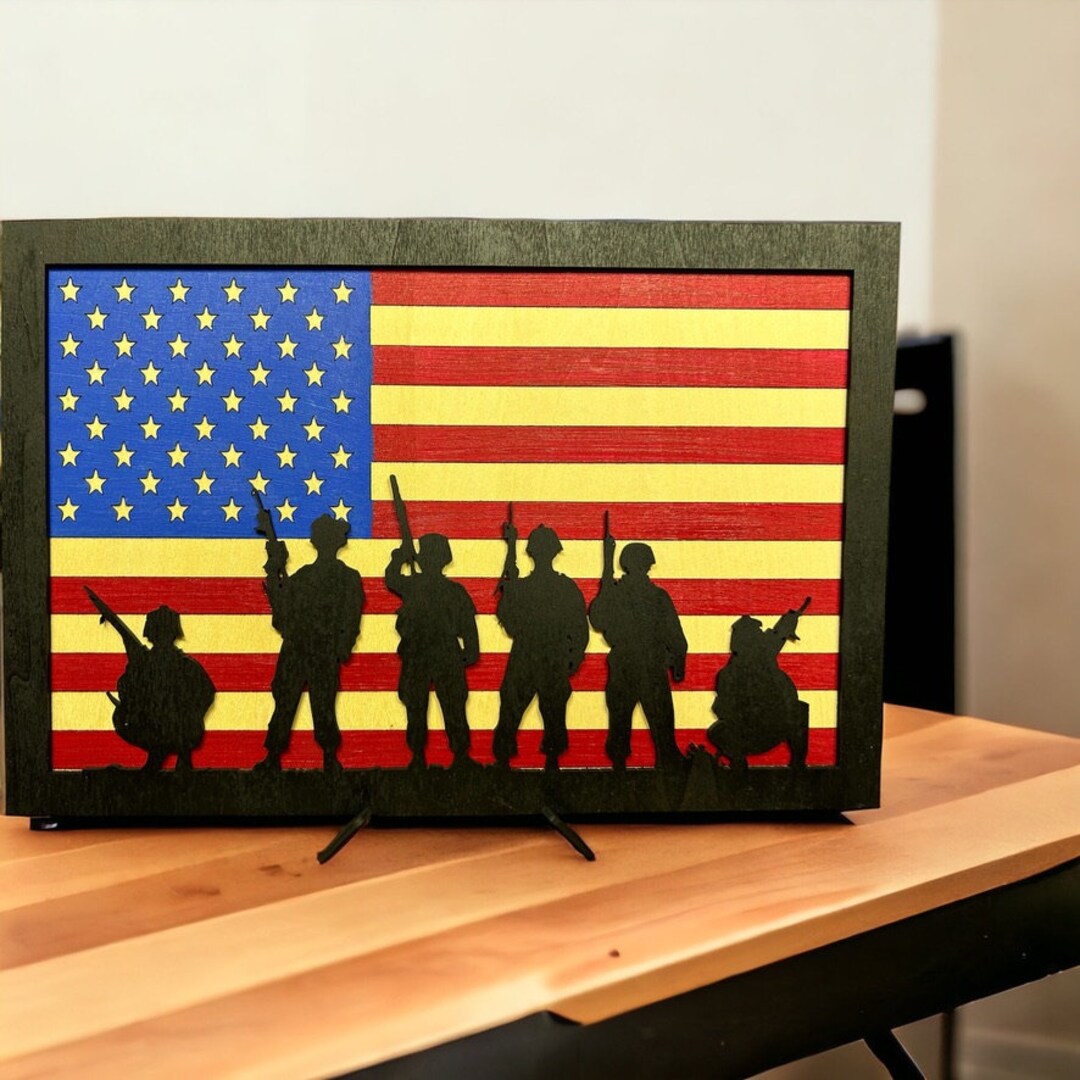 American Flag With Soldiers Frame - Etsy
