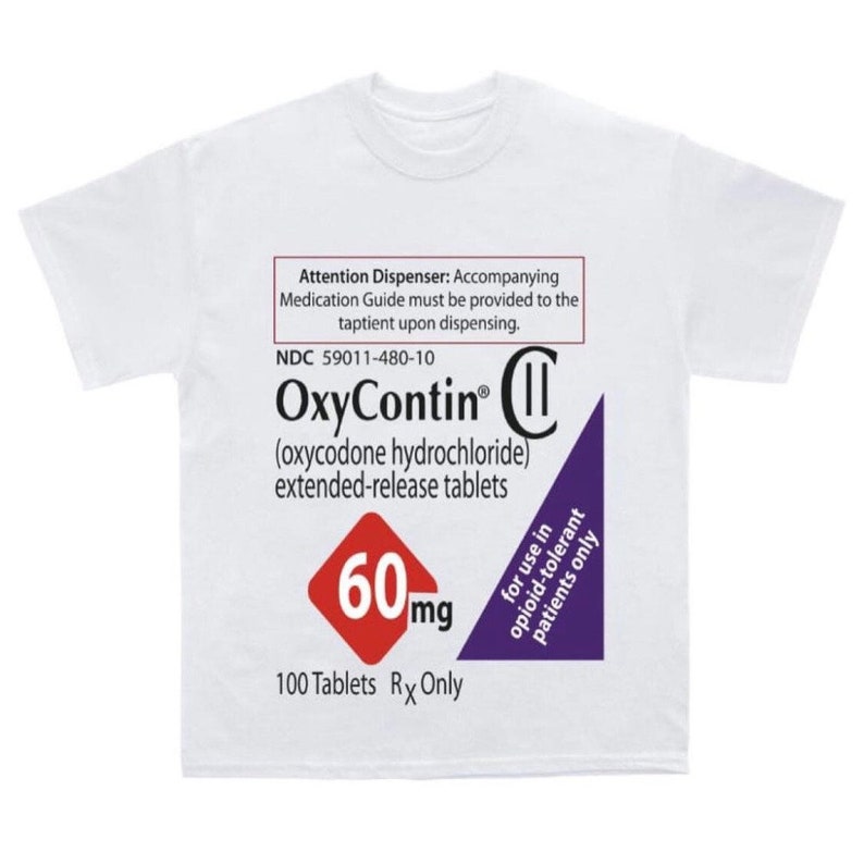 Oxycontin 30mg Purdue Pharma Label T-shirt Oxycontin Y2k Vintage ...