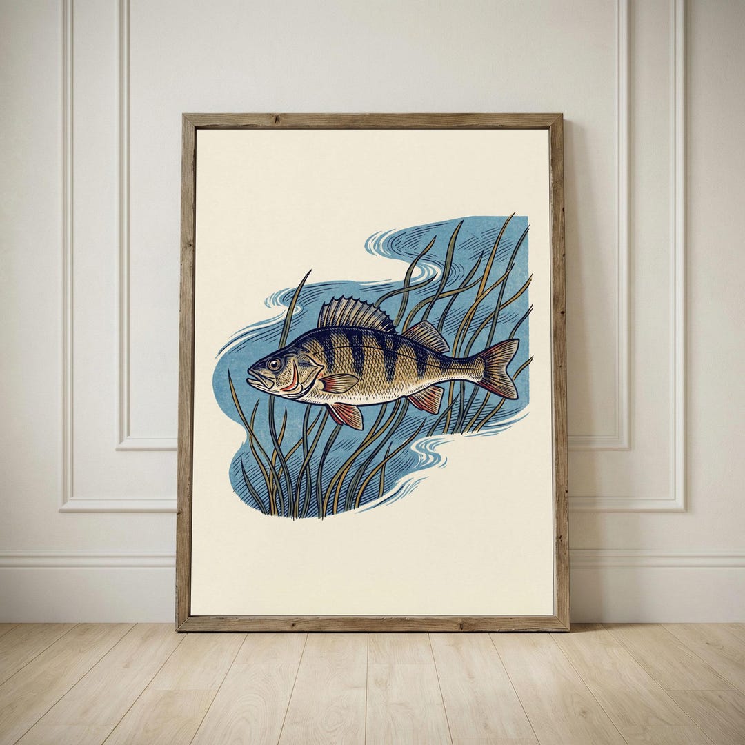 European Perch Pond – Vintage Fishing Art | Angler Wall Art | Ukiyo-e ...