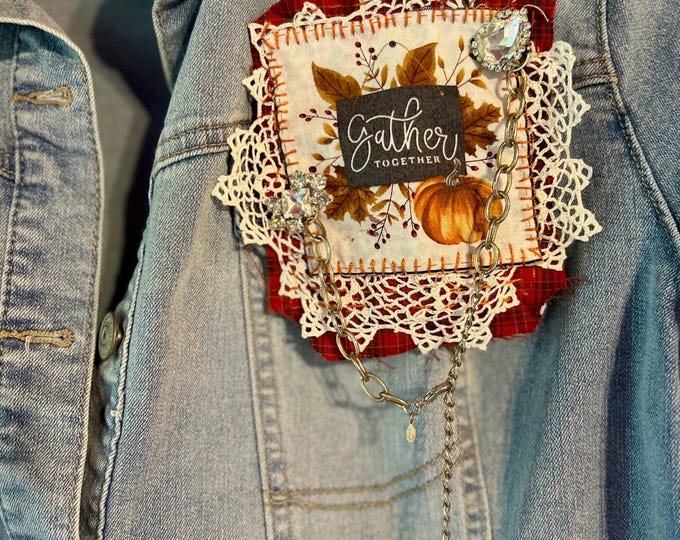 Fall Fabric Brooch Pin Hand Stitched 4 X 5” - Etsy