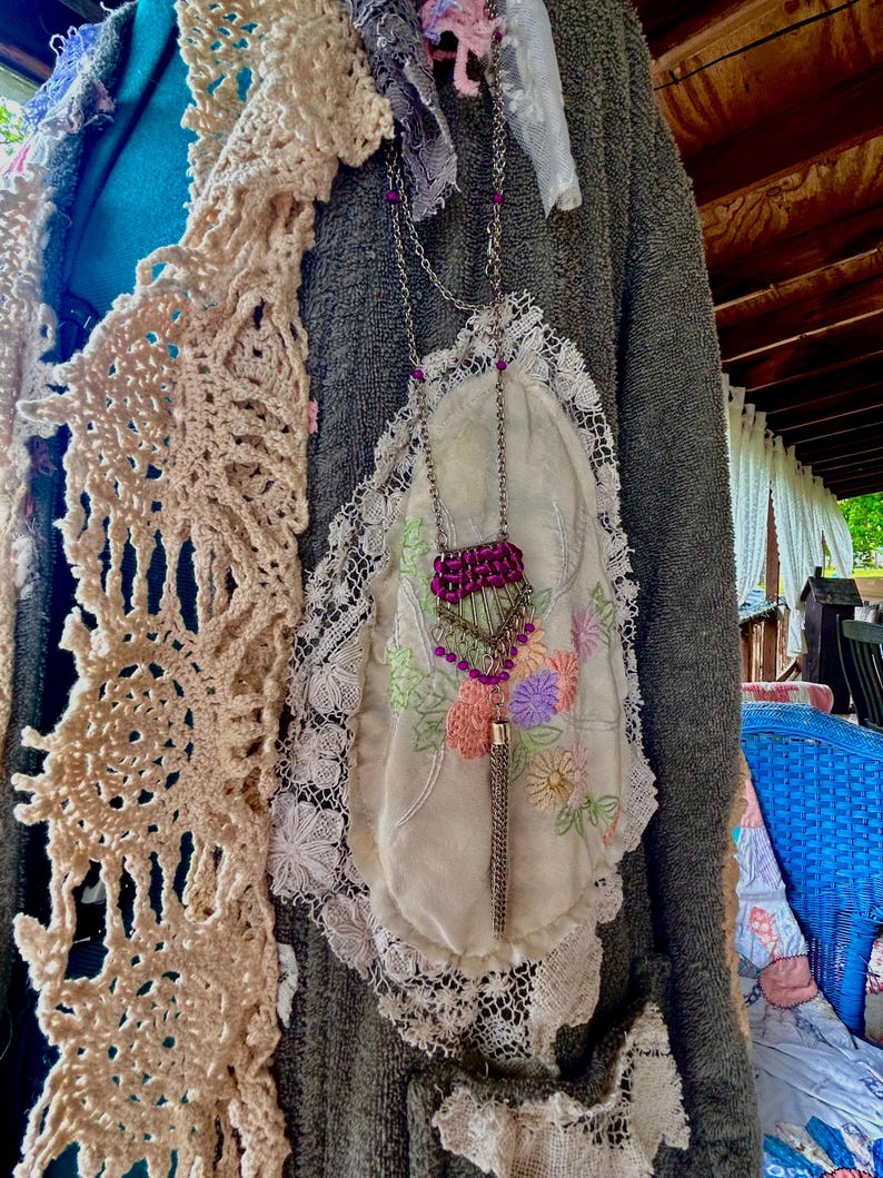 Women’s Robe Bohemian Patches of Roses Accented With Doiles Refashioned ...