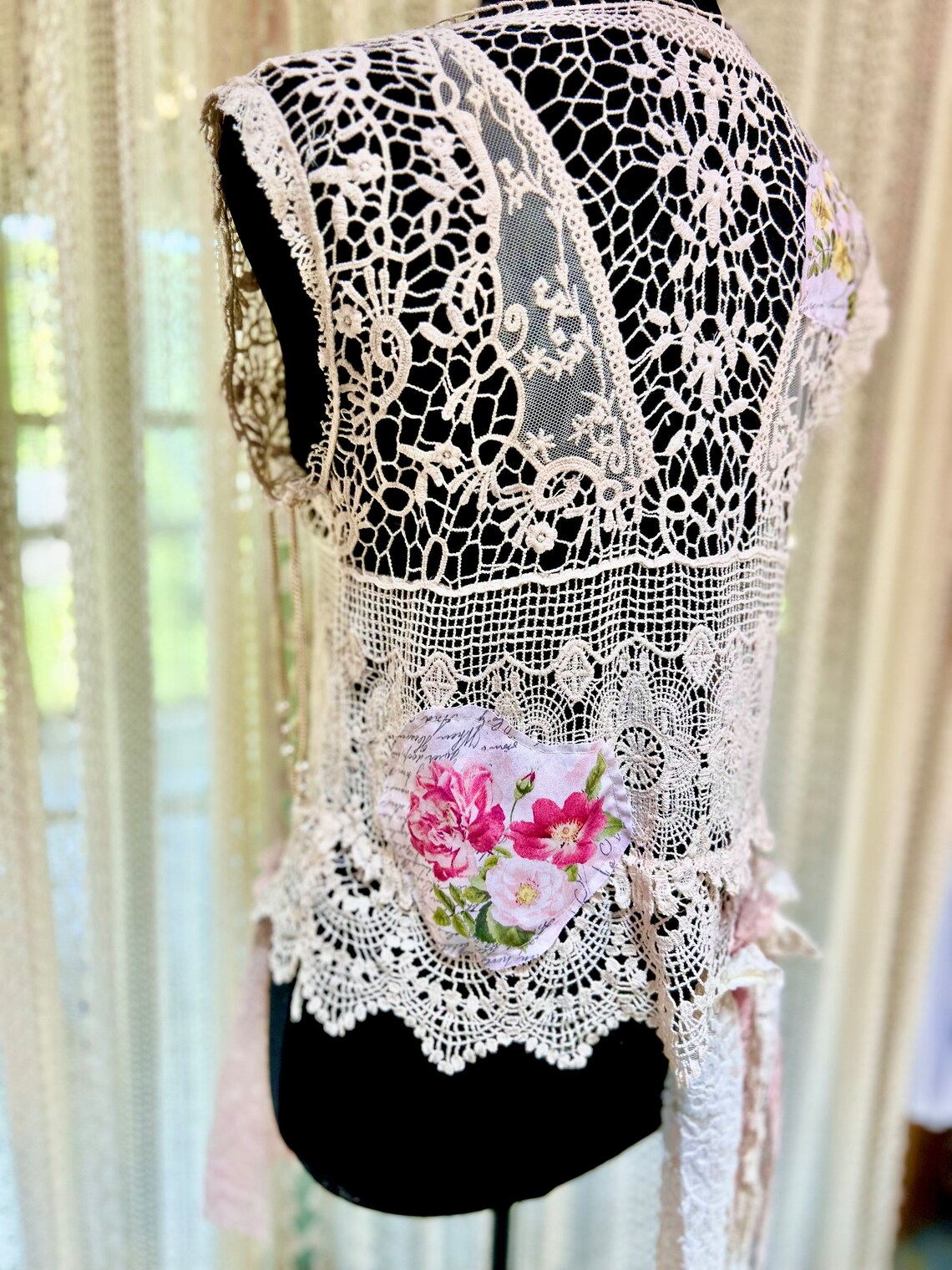 Romantic Tattered BOHO Chic Beach Tank Top Cream Crocheted Feminine ...