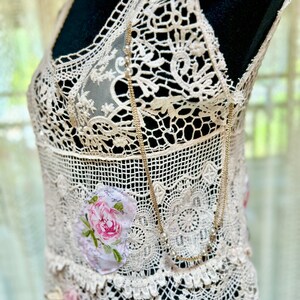 Romantic Tattered BOHO Chic Beach Tank Top Cream Crocheted Feminine ...