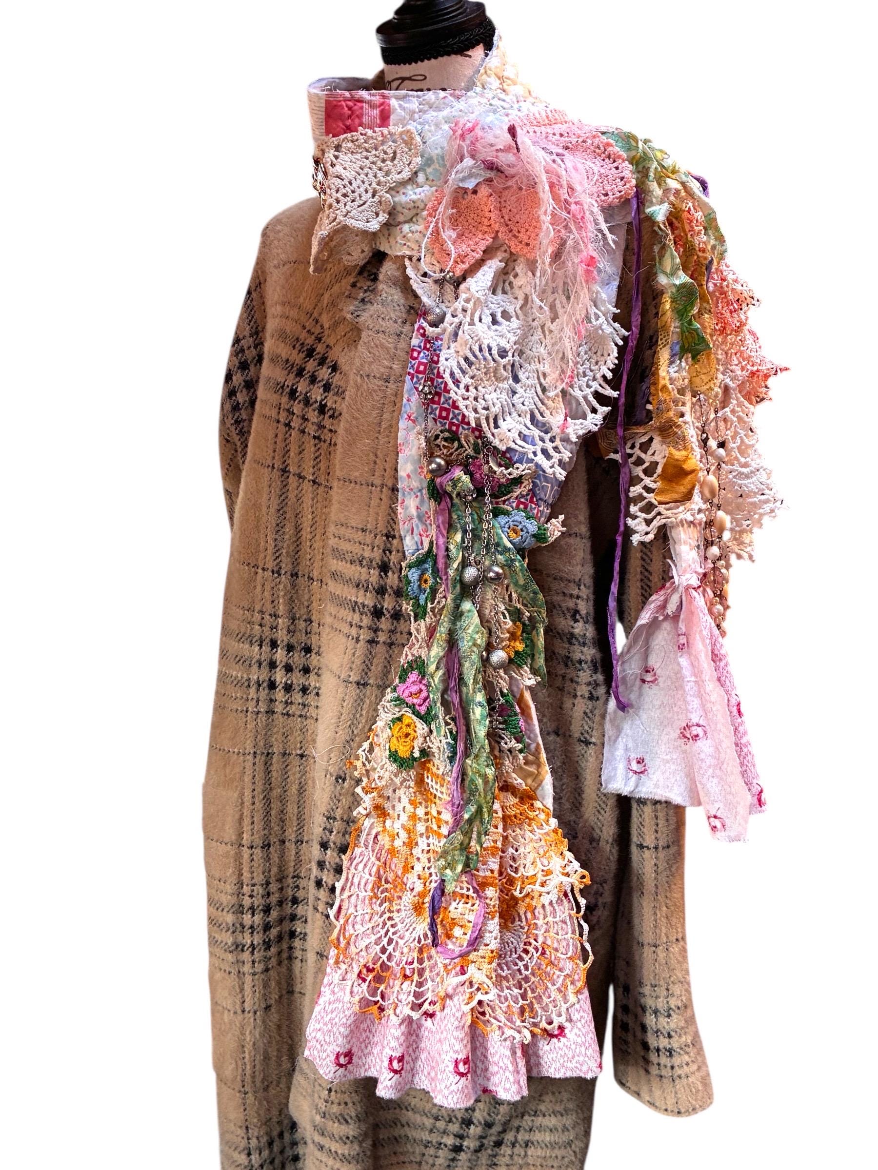 Patchwork Doily Scarf: Bohemian Fashion Accessory With Embellished ...