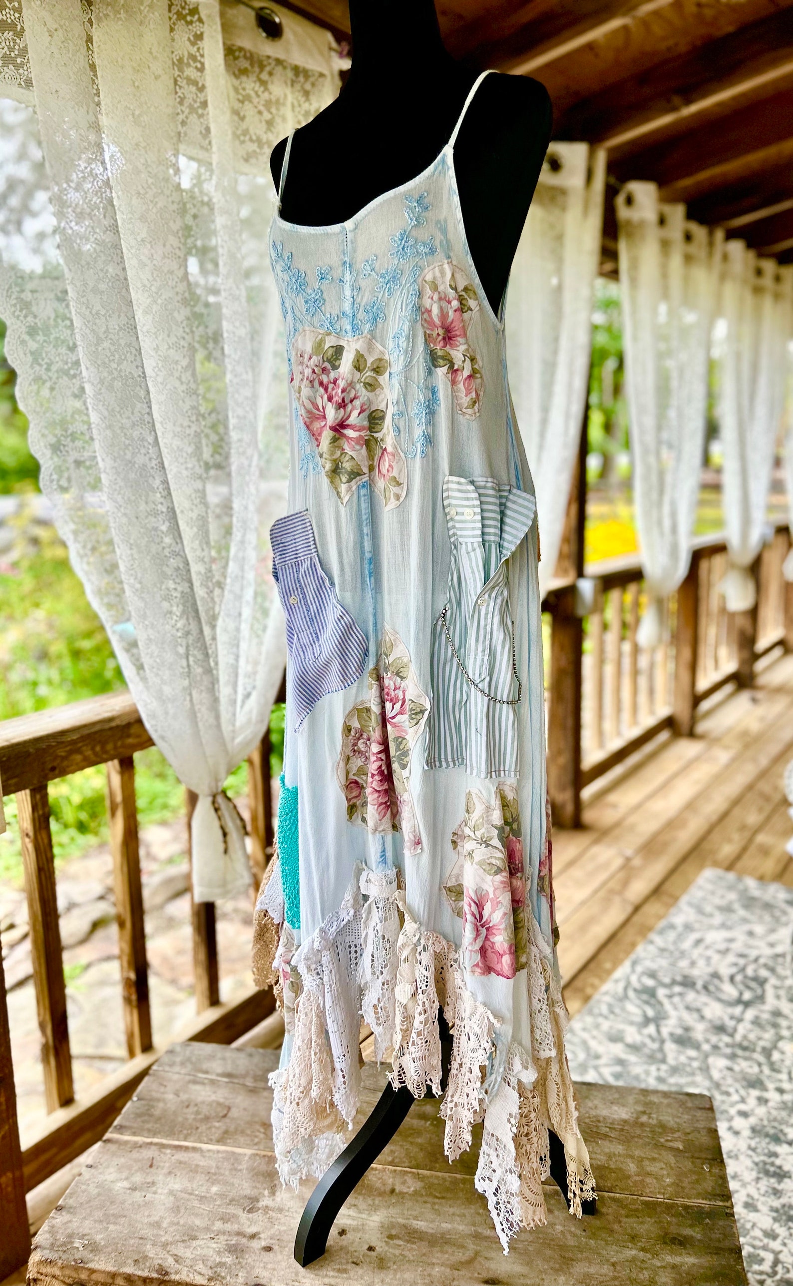 Upcycled BOHO Blue Sundress / Faded / Shabby Chic / Beach Wedding ...