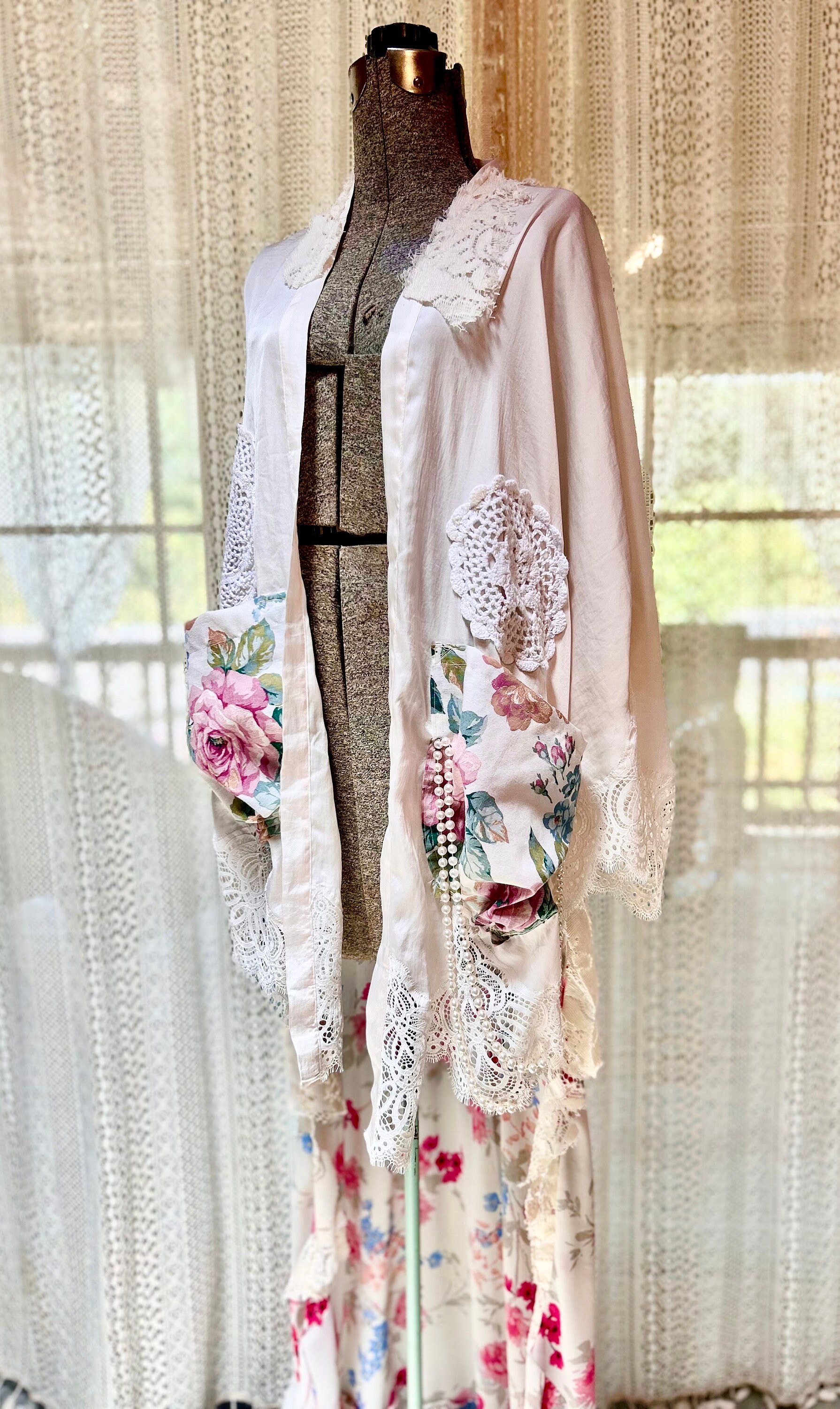 Bohemian Wedding Romantic BOHO Chic Cream Long Flowing Duster Bohemian ...
