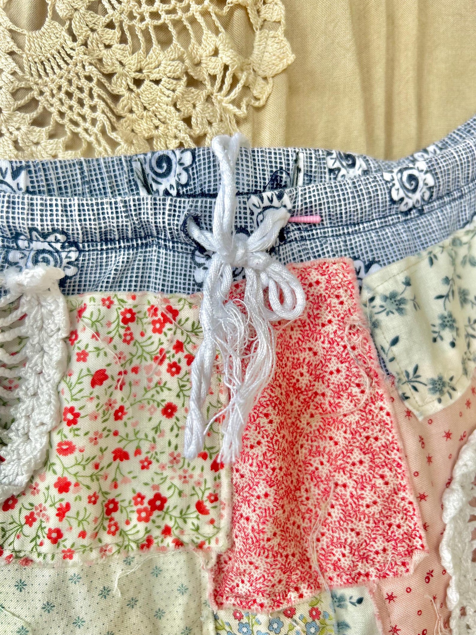 Bohemian Patched Pants Frayed BOHO Capris Drawstring Unique Upcycled ...
