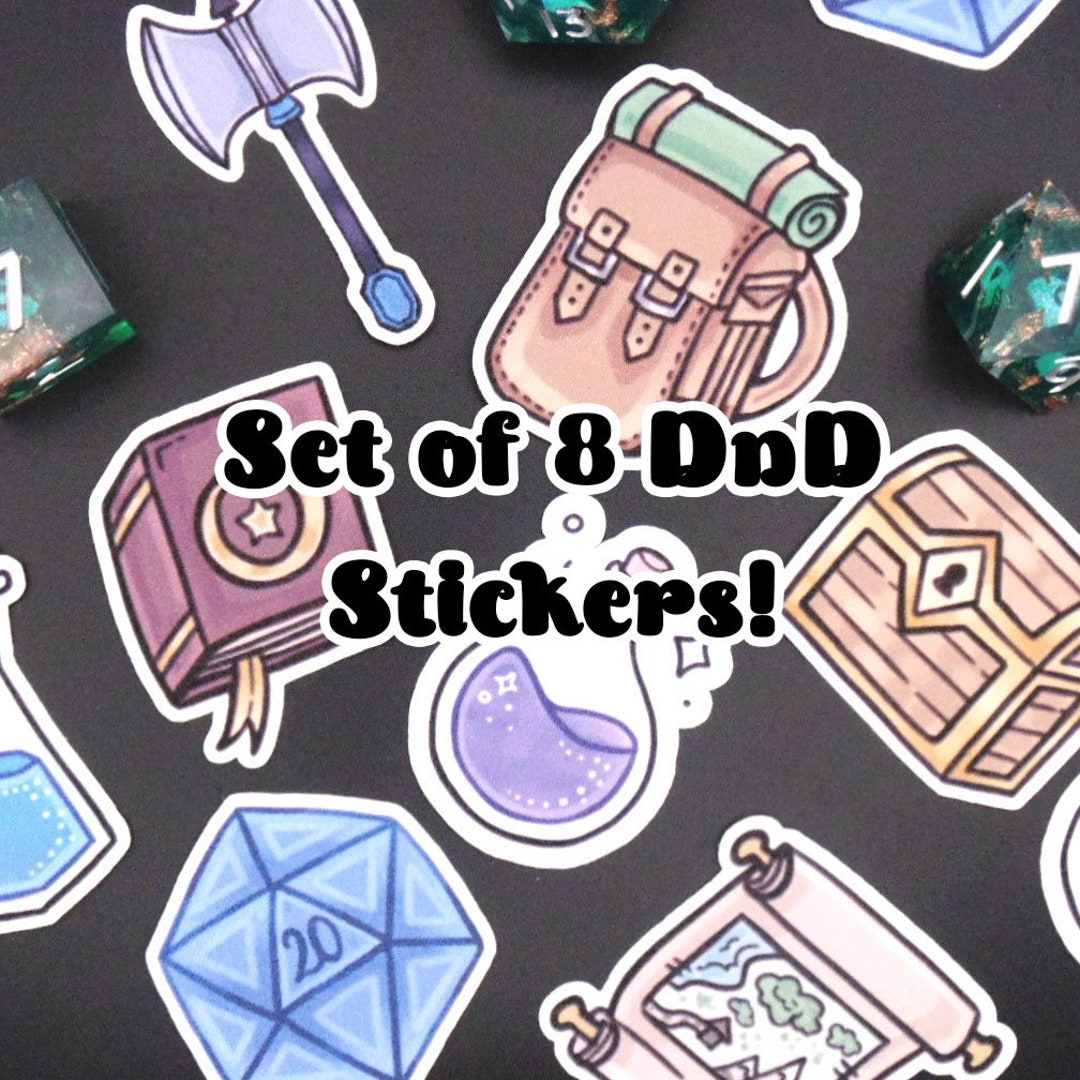 Set of 8 DND Sticker Pack Dnd Dice Decals Tabletop Gaming Decals Laptop ...