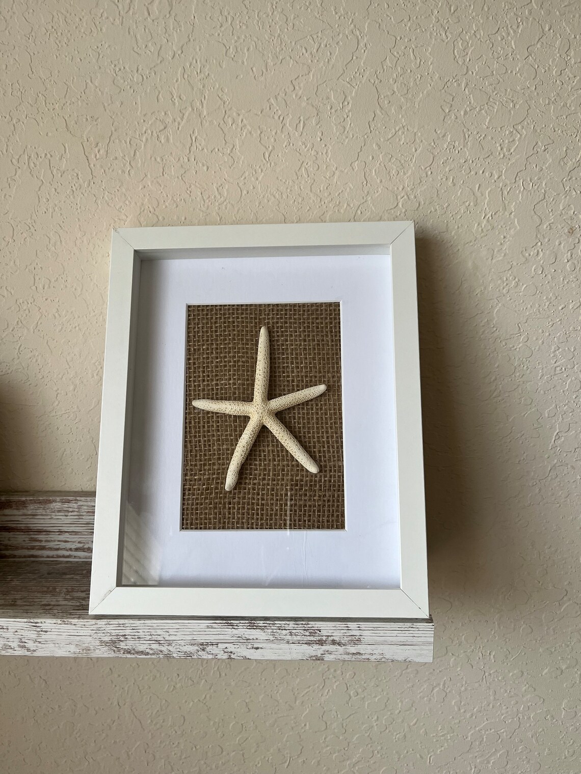 Starfish, 8"x10" Starfish Shadowbox Frame in White With Burlap ...