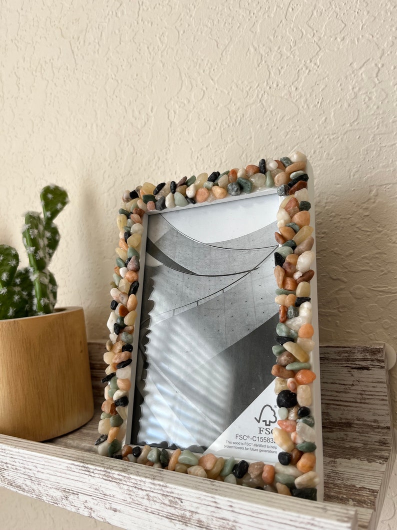 Crushed Marble, Decorative Rock Frame, Wedding Gift Idea, 4x6