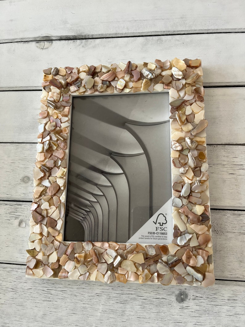 5"x7" Crushed Seashell Frame, Coastal Picture Frame, Beach Frame, Great ...