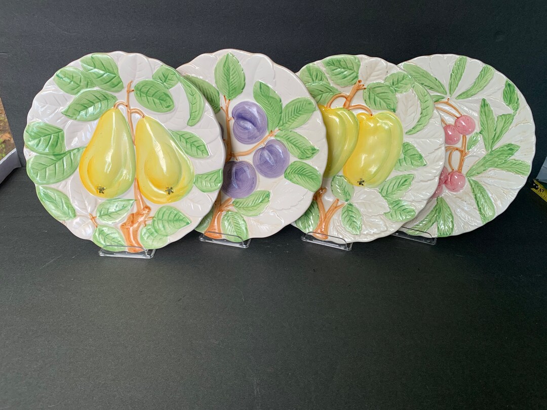 4 Fruit Dejour Decorative 8” Fruit Plates by Shafford - Vintage 1987 ...