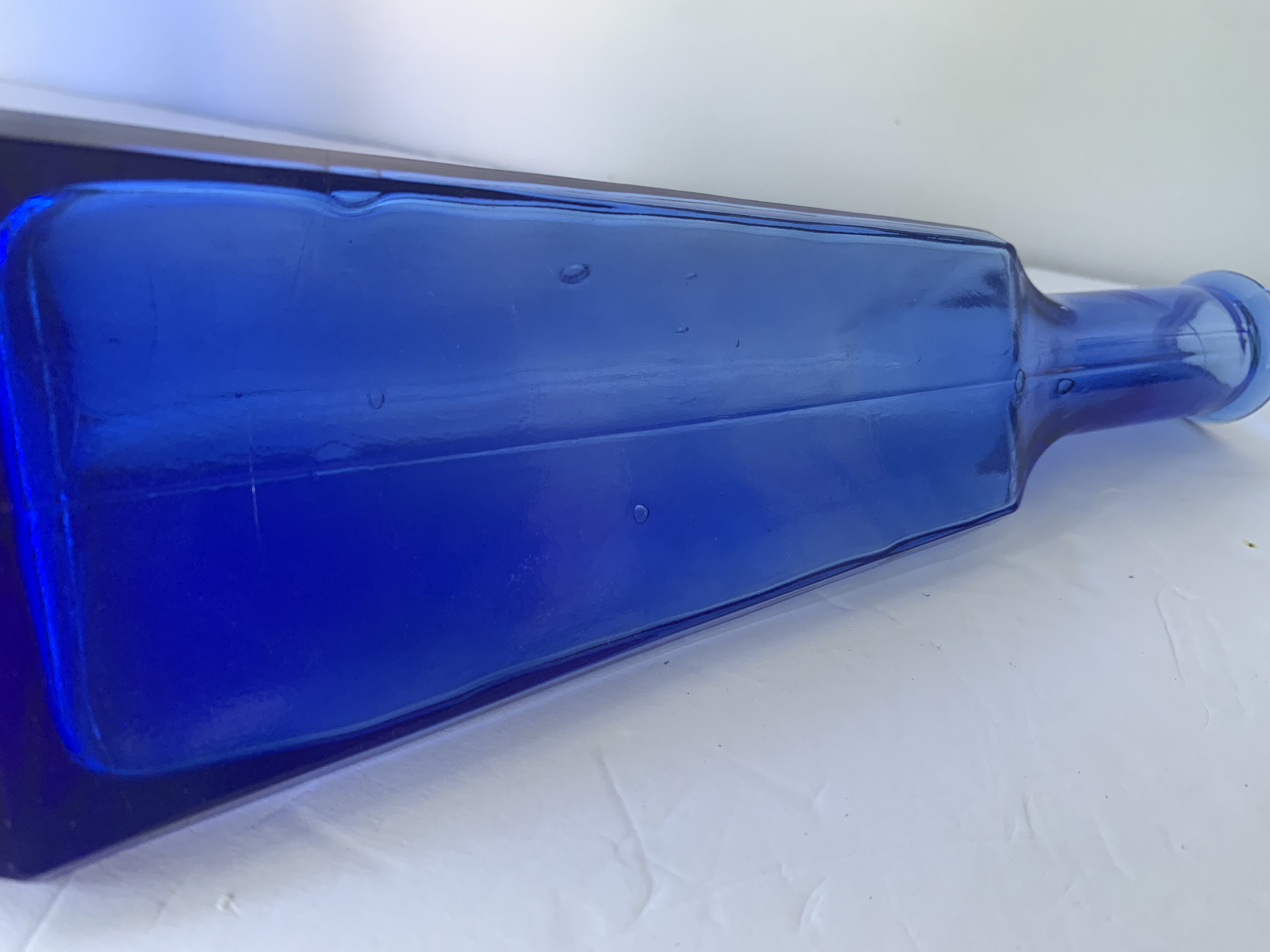 Stunning Vintage Cobalt Blue Triangular Bottles Unmarked 9 3/8 X 3 1/4 ...