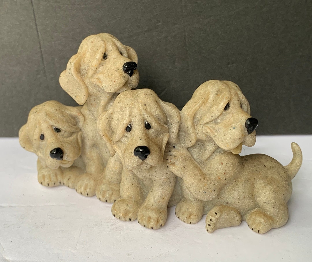 Four Hound Dogs Figurine Quarry Critters Puzzled - 2001 Second Nature ...