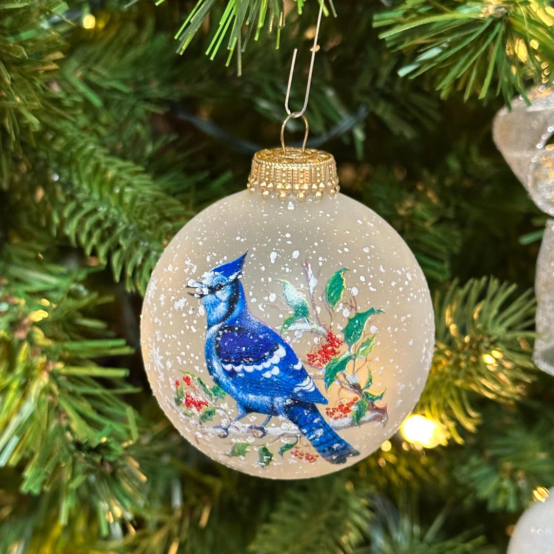 Vintage Glass Blue Jay Christmas Tree Ornament - Krebs USA - Etsy