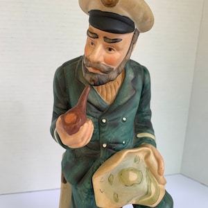 Vintage Nautical Sea Ship Captain Figurine With Pipe, Anchor, and Map ...