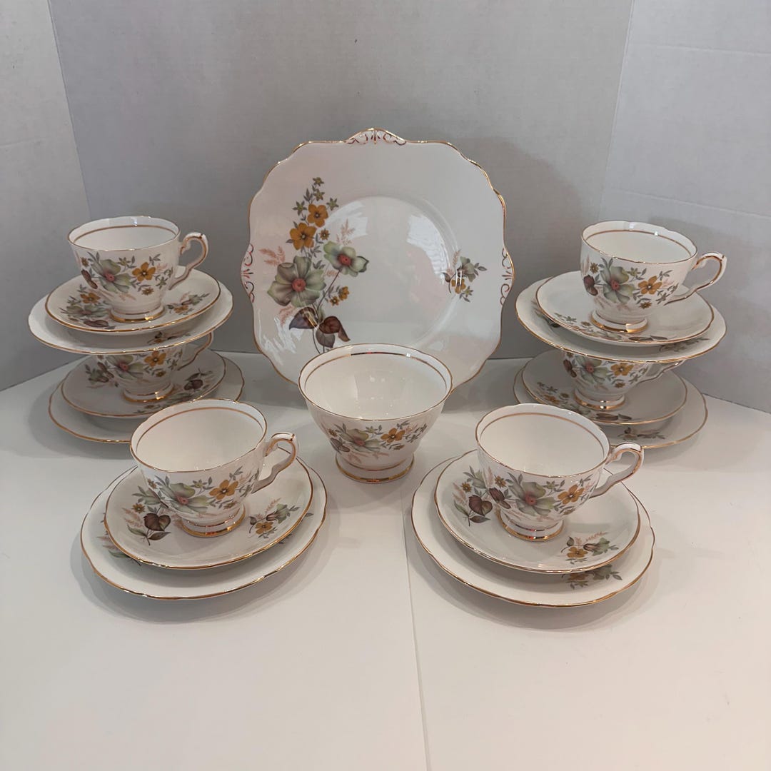 20 Piece Royal Stafford Bone China Demure Pattern Afternoon Tea Dining ...
