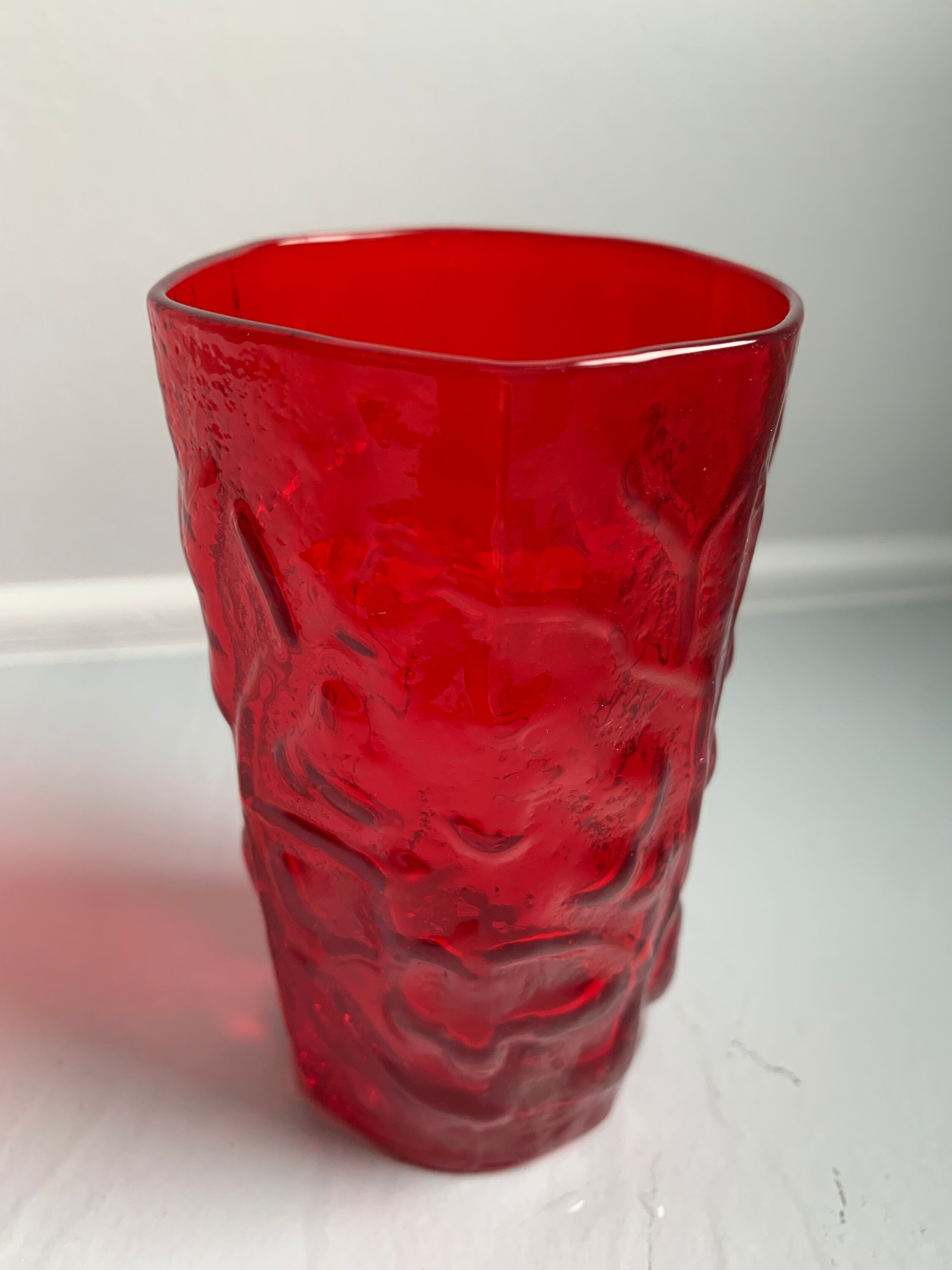 Four Vintage Mid Century Morgantown Seneca Driftwood Ruby Red Cranberry ...