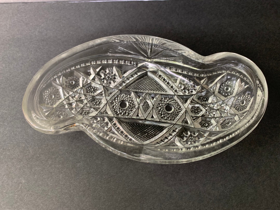 Vintage Mckee Relish Olive Dish - Pressed Glass in Swirl Shape With ...