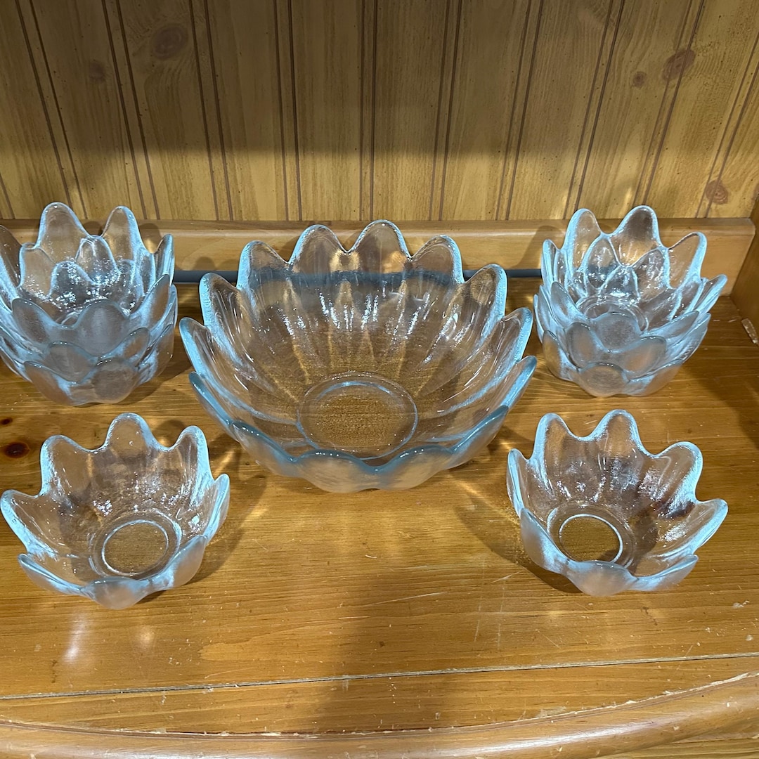 Mid Century Modern Blenko Lotus Handblown Bowl Set - One Large 10 1/2 ...