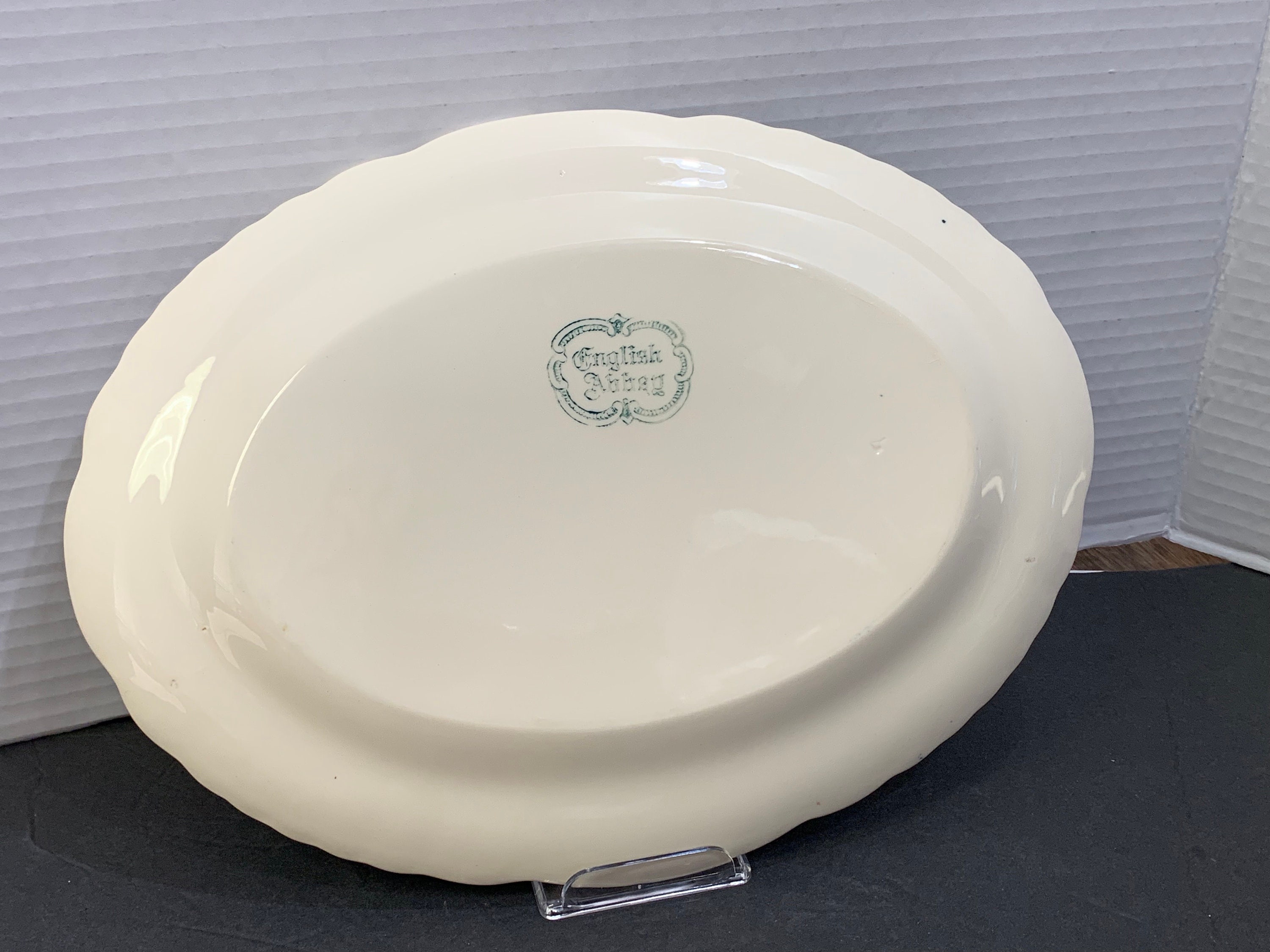 1940s Blue and White Fine China Fairway Oval English Abby 12.5 Platter by Taylor Smith & Taylor ...