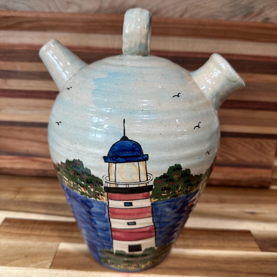 Handpainted Coastal Lighthouse Bottle Jug: Nautical Home Decor - Etsy